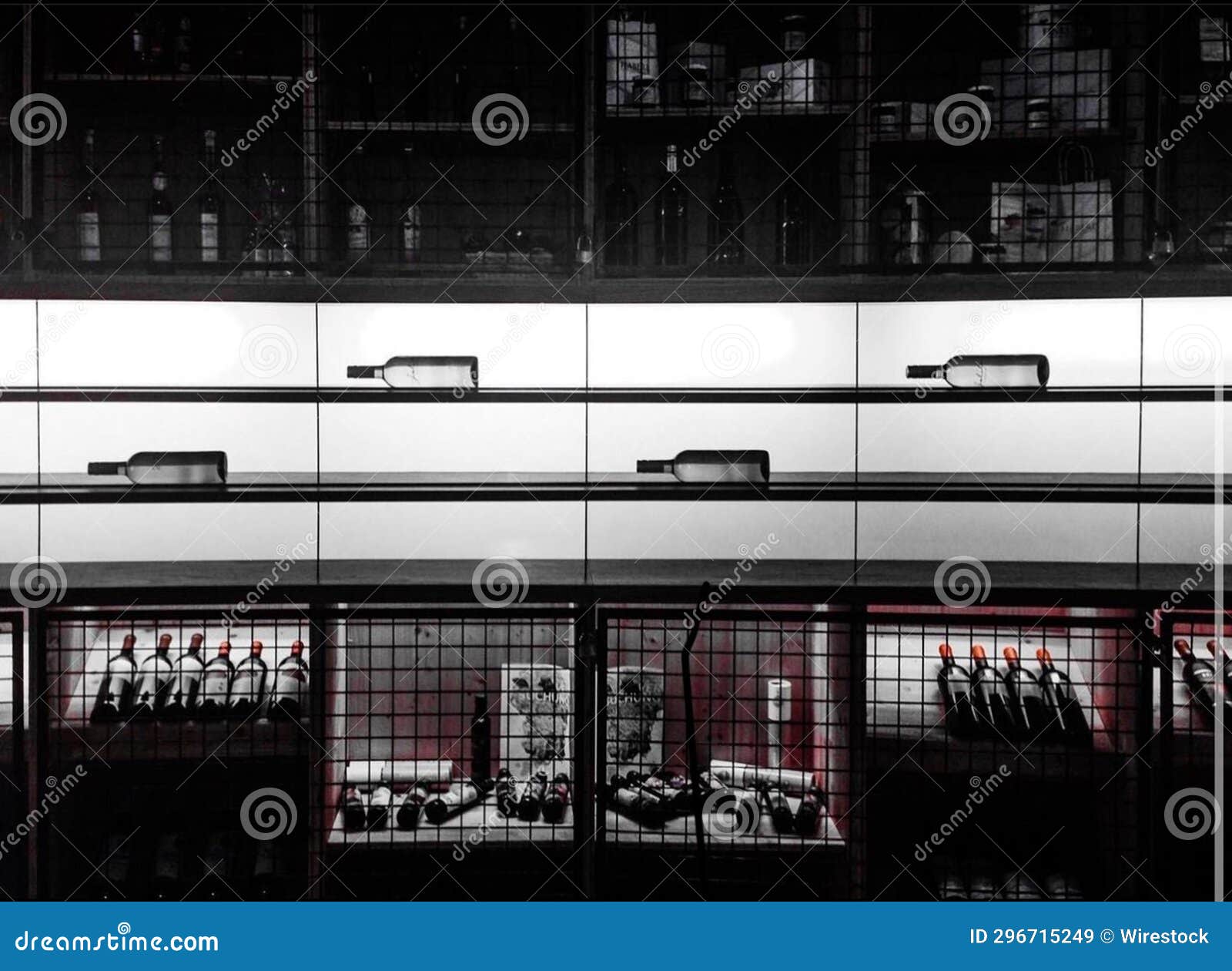 The Red and White Wine Cellar Stock Image - Image of rack, black: 296715249