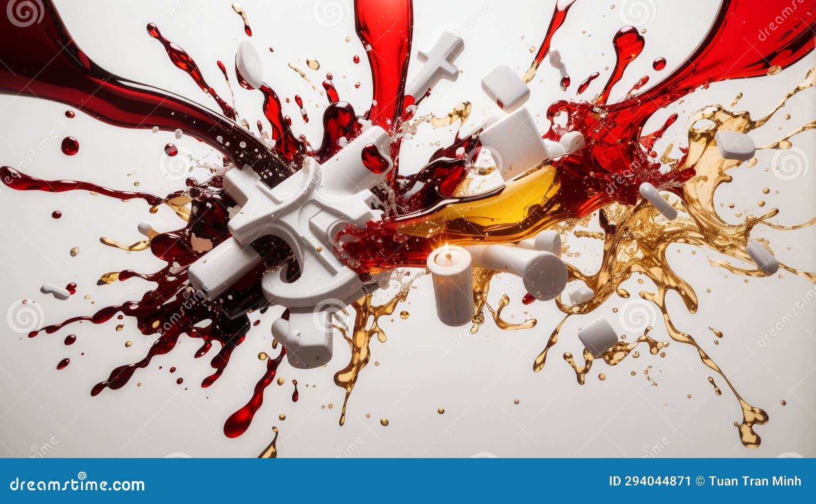 Red and White Wine Splash Cross Stock Illustration - Illustration of ...