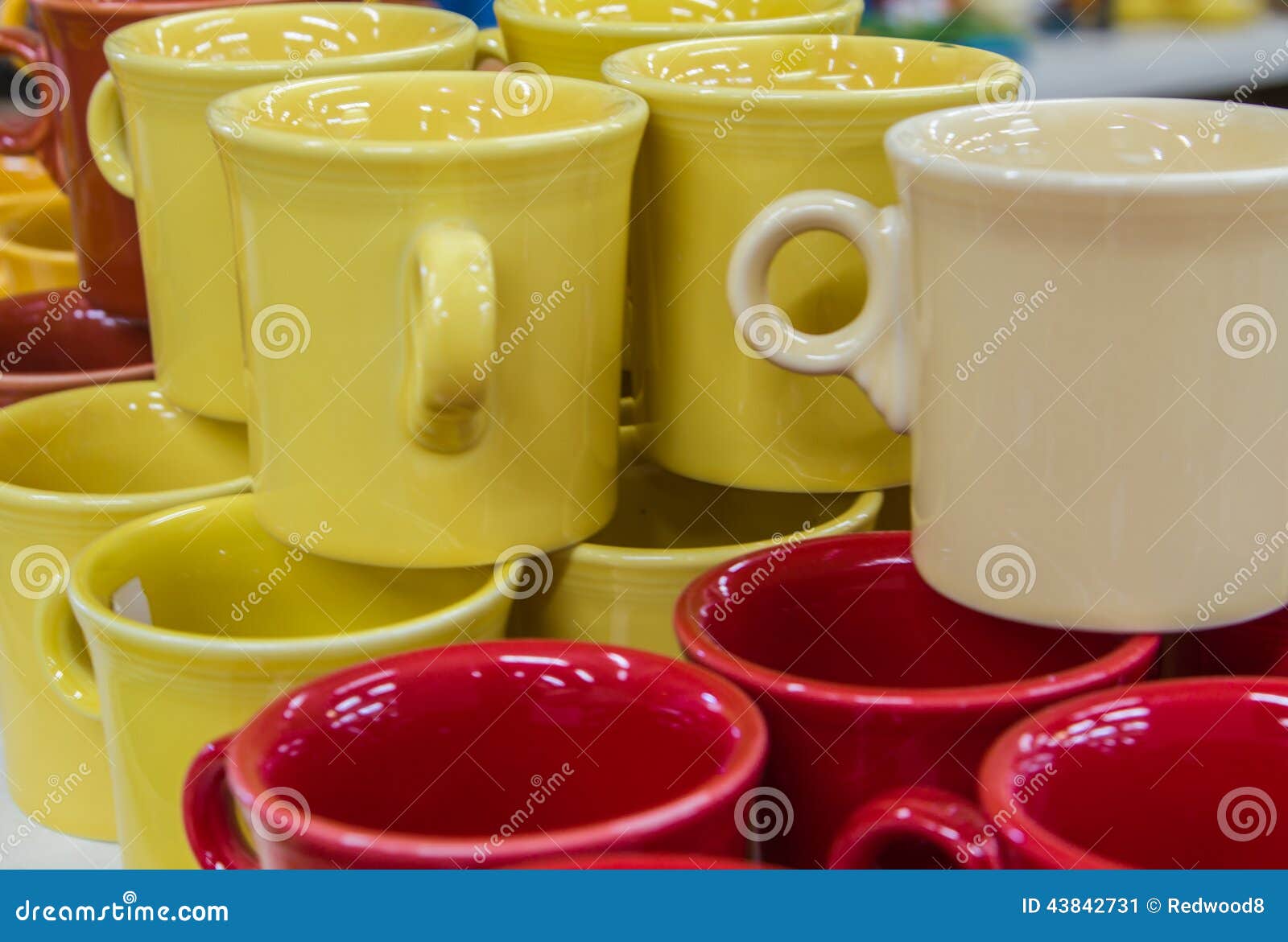 Red, White, and Yellow Coffee Mugs Stock Image - Image of style, blank ...