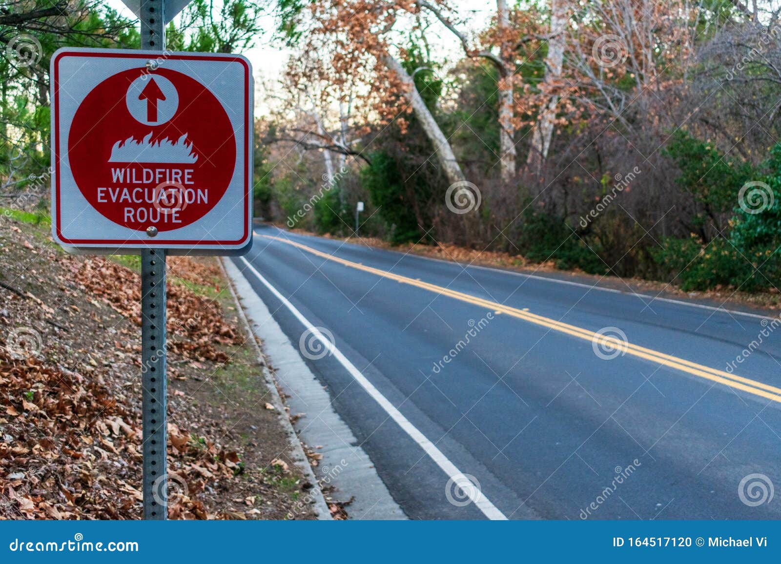 Red Wildfire Evacuation Route Sign Stock Photo - Image of danger ... Red Wildfire Evacuation Route Sign Stock Photo - Image of danger ...