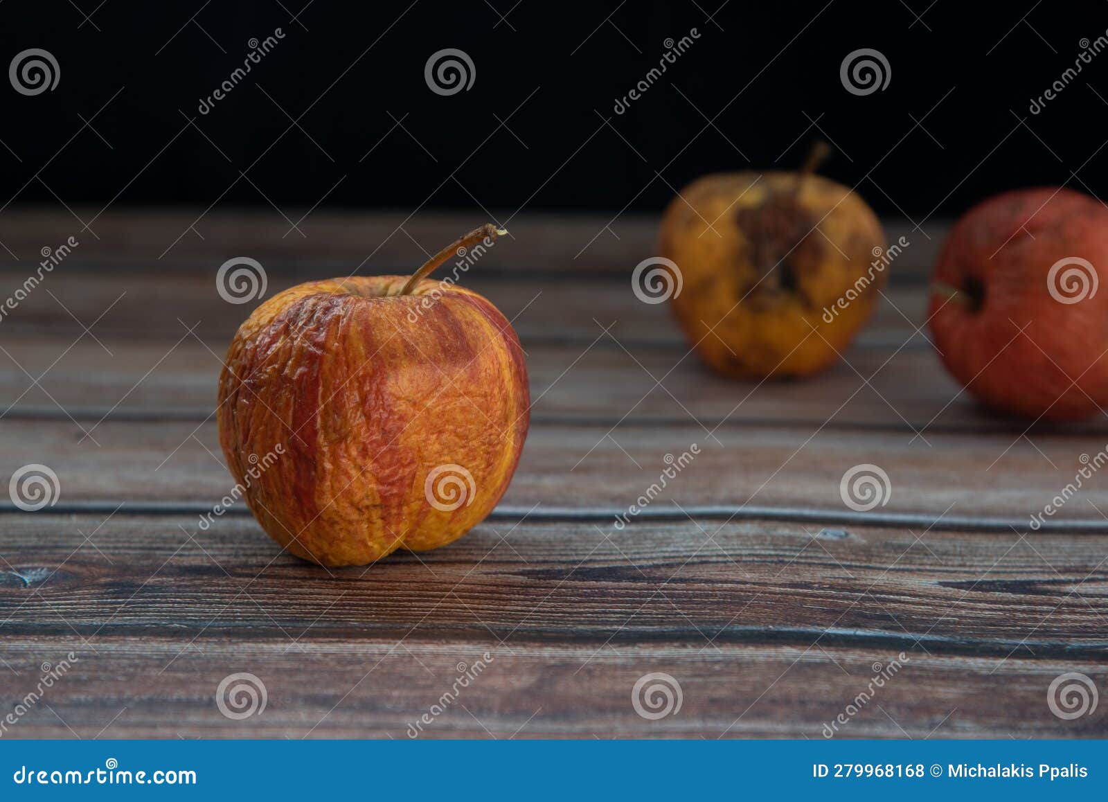 Red Wilted Rotten Apples on a Table. Bacteria Infected Rotten Fruit ...