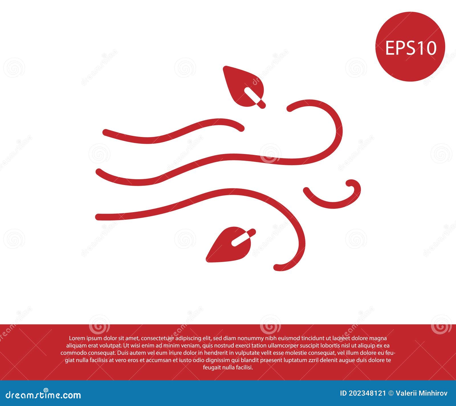 Red Wind Icon Isolated on White Background. Windy Weather Stock Vector ...