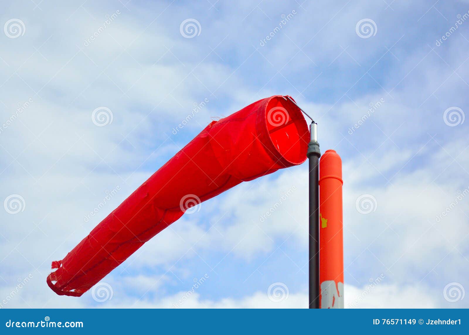 Red Wind Sock on a Windy Sunny Day Stock Image - Image of gale ...