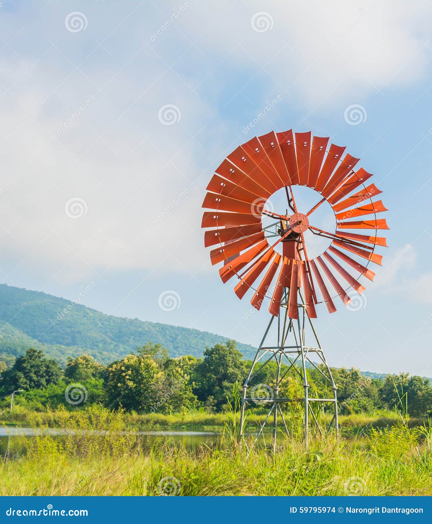 Red wind turbine generator stock photo. Image of agriculture - 59795974