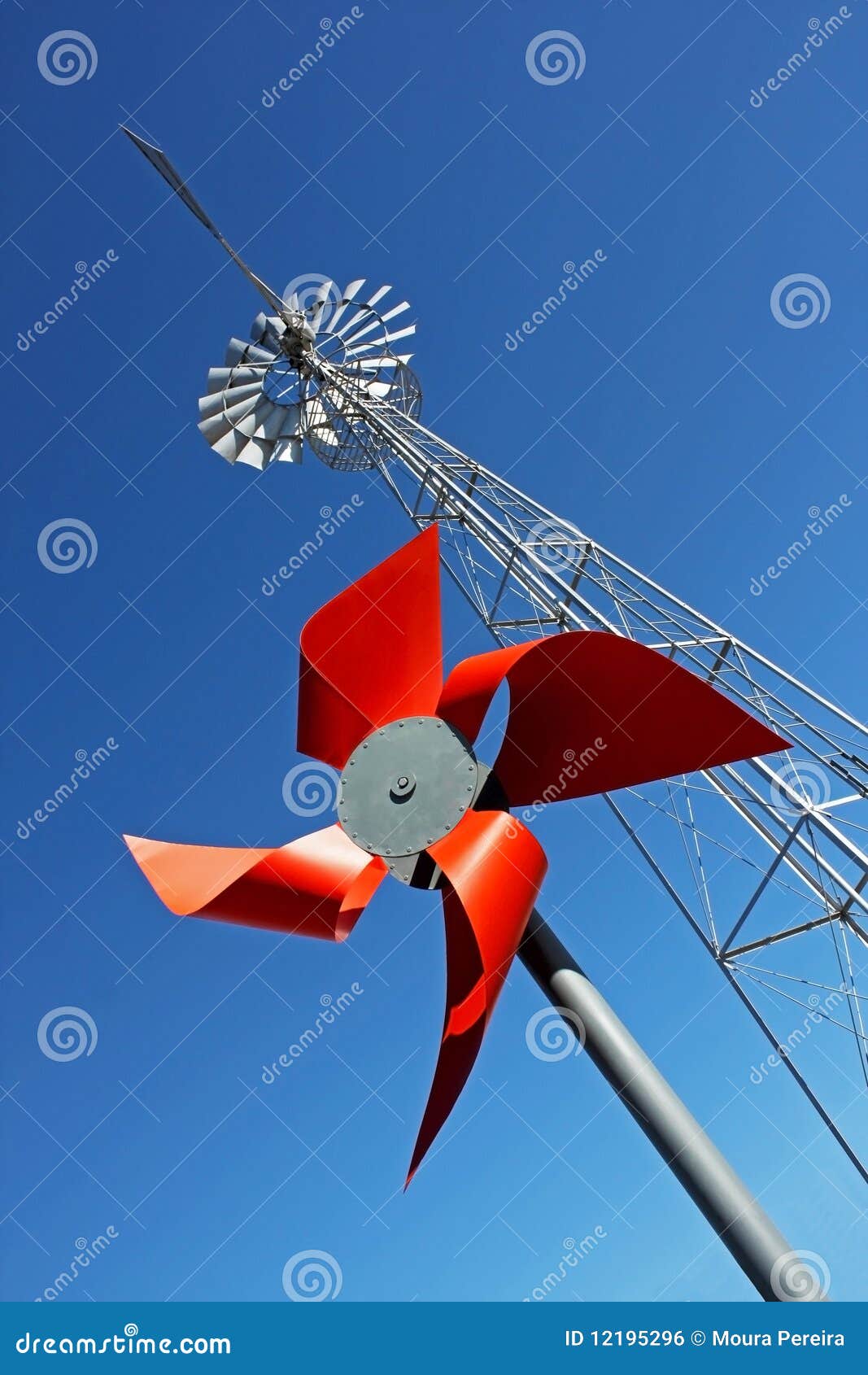 Red windmill stock photo. Image of closeup, agriculture - 12195296