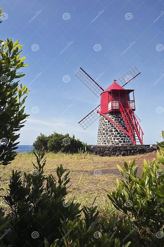 Red windmill stock image. Image of atlantic, architecture - 18930897