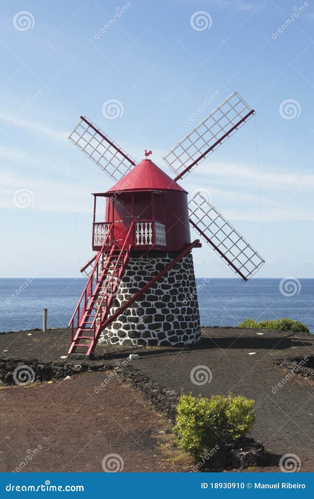 Red windmill stock photo. Image of colorful, ocean, coastline - 18930910