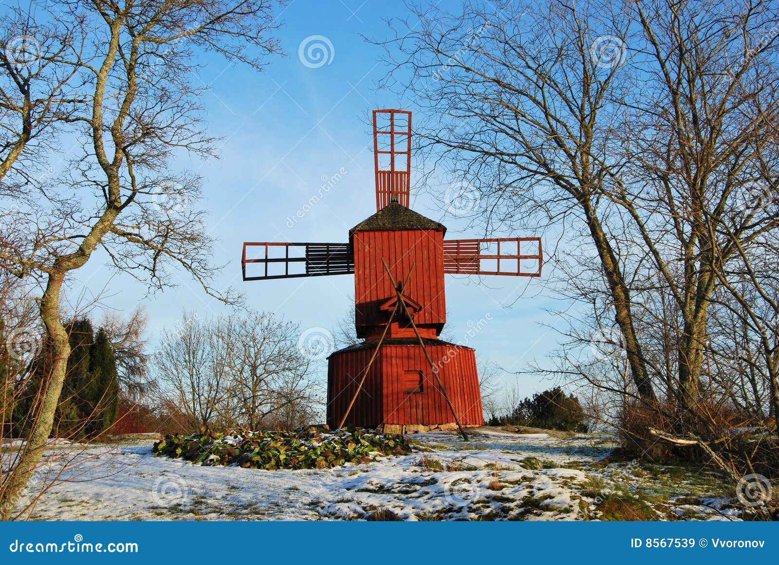 Red Windmill in Winter Park Stock Image - Image of rotate, wind: 8567539