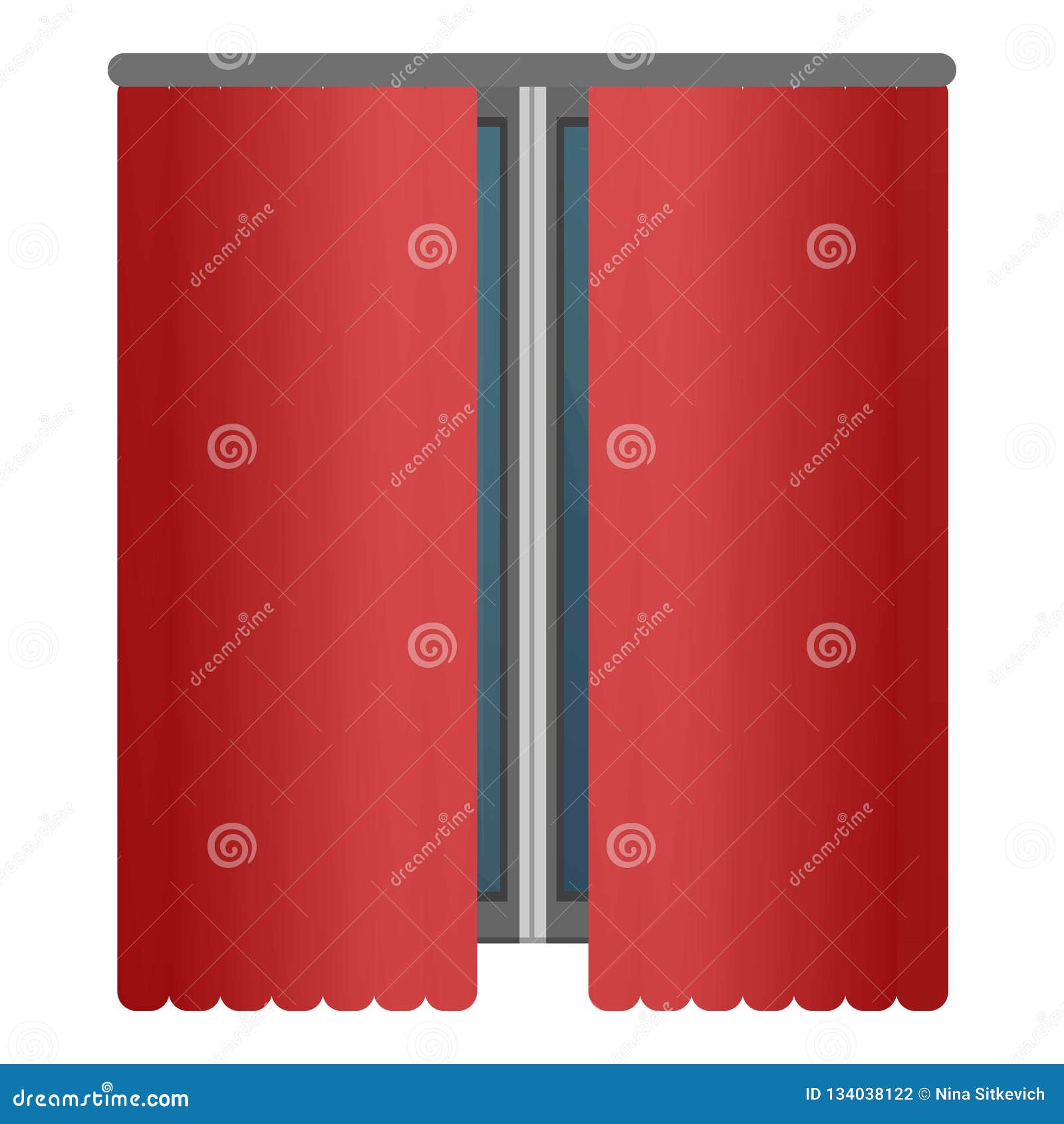 Red Window Curtains Icon, Cartoon Style Stock Vector - Illustration of ...