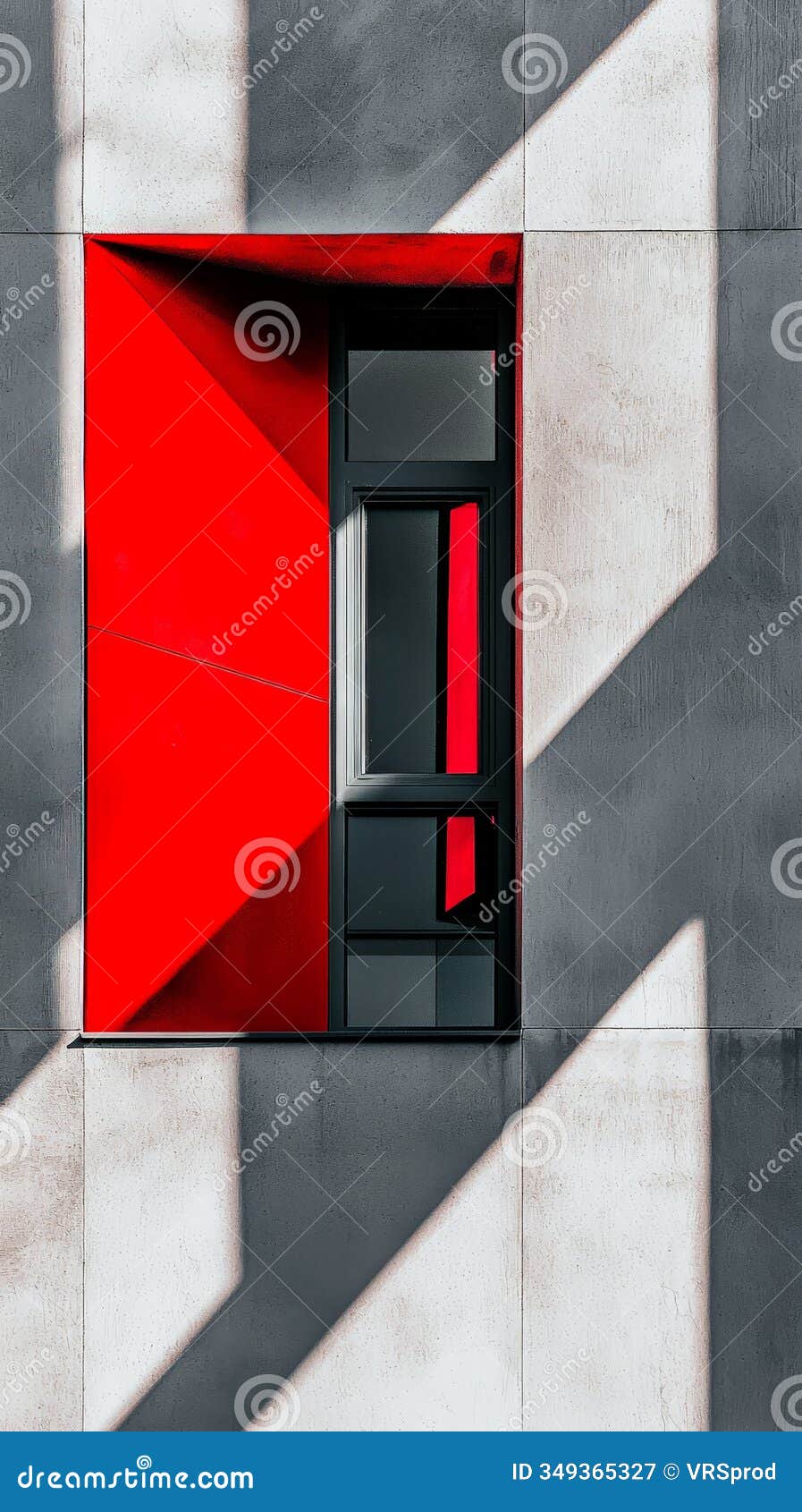 Red Window with Geometric Shadow Patterns on Modern Facade Stock Image ...