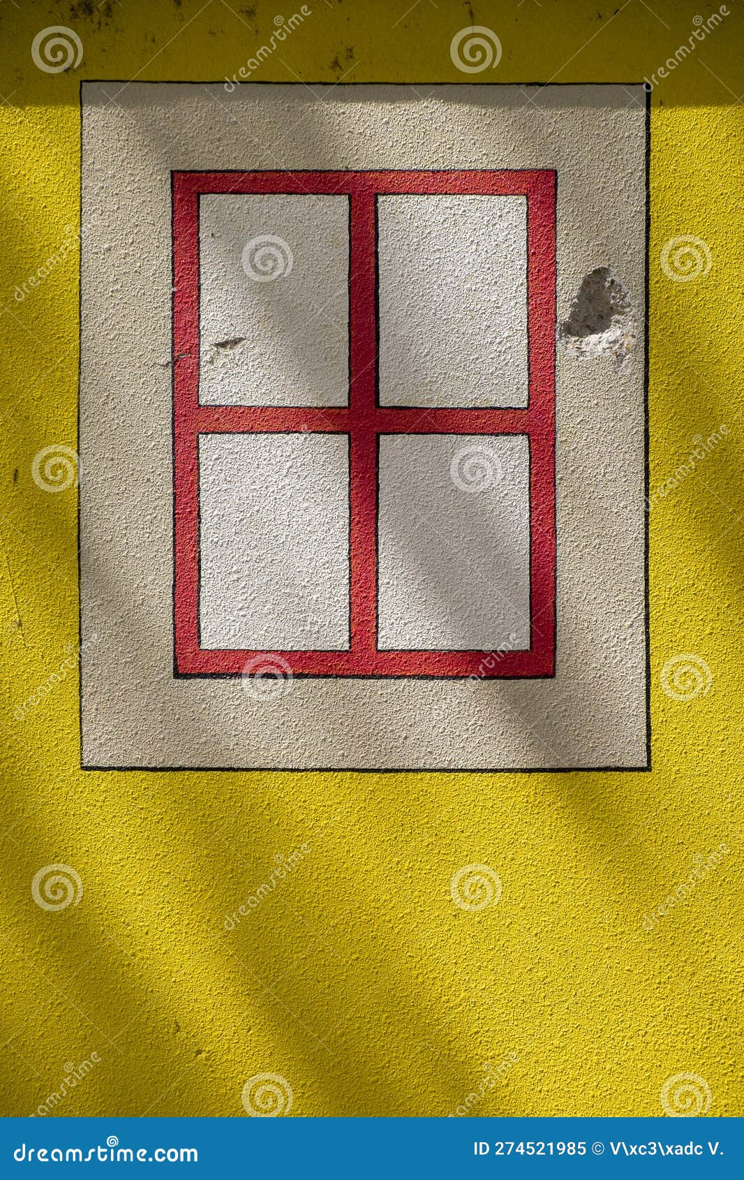 Red Window Painted on a Yellow Wall Stock Image - Image of glass ...