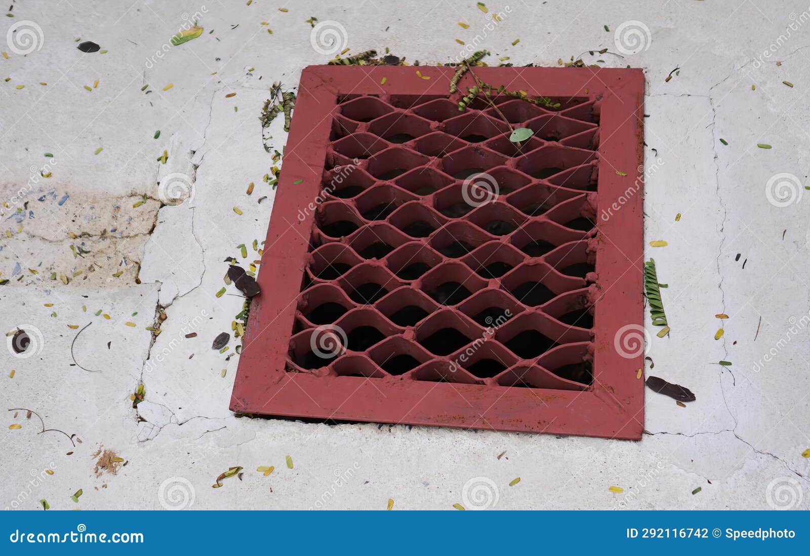 A Red Window in the Sidewalk Stock Photo - Image of walkway, pane ...