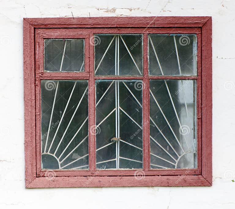 A Red Window with a Sunburst Pattern on it Stock Photo - Image of frame ...
