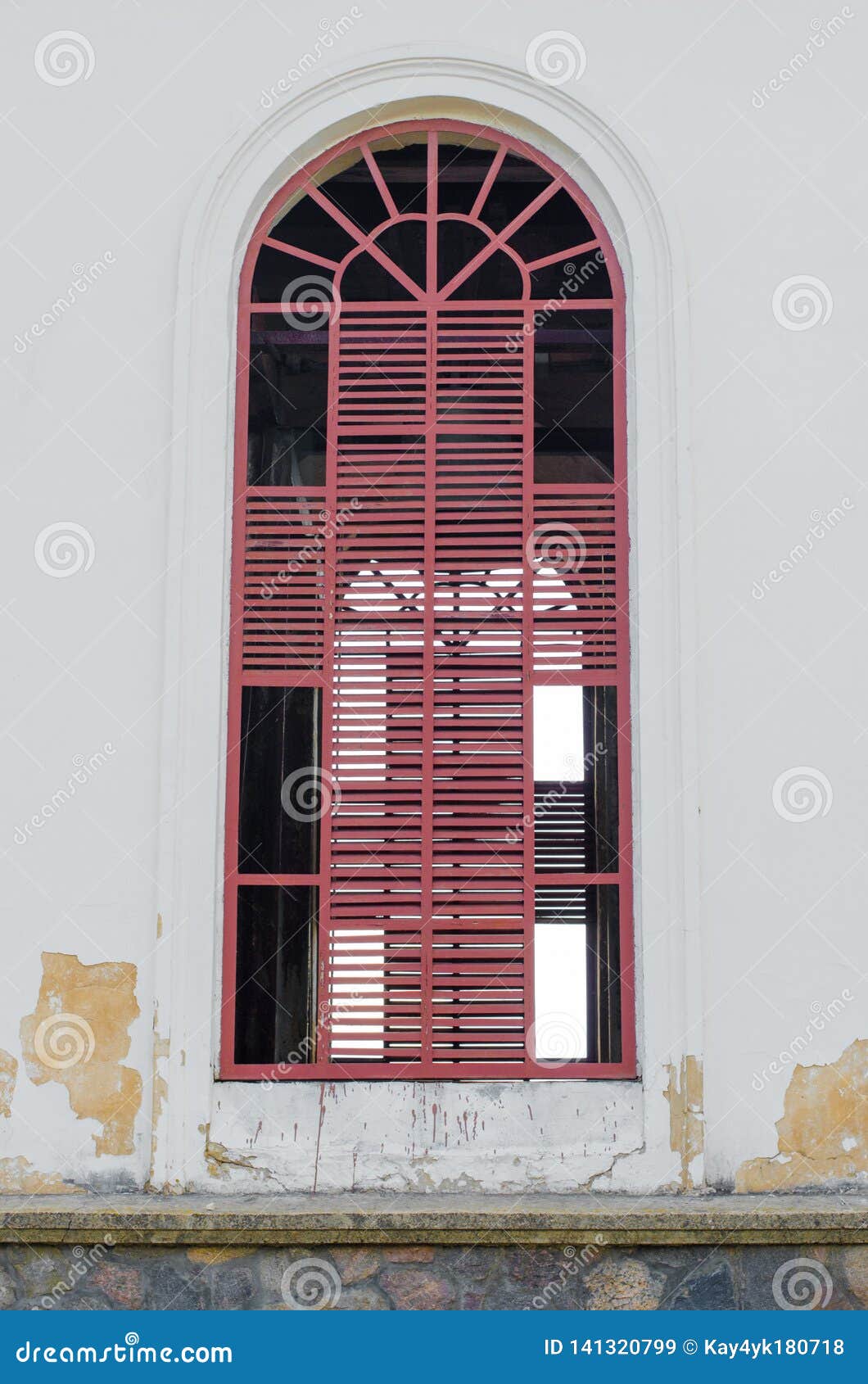 Red Window on White Building, Unfinished Window Stock Image - Image of ...