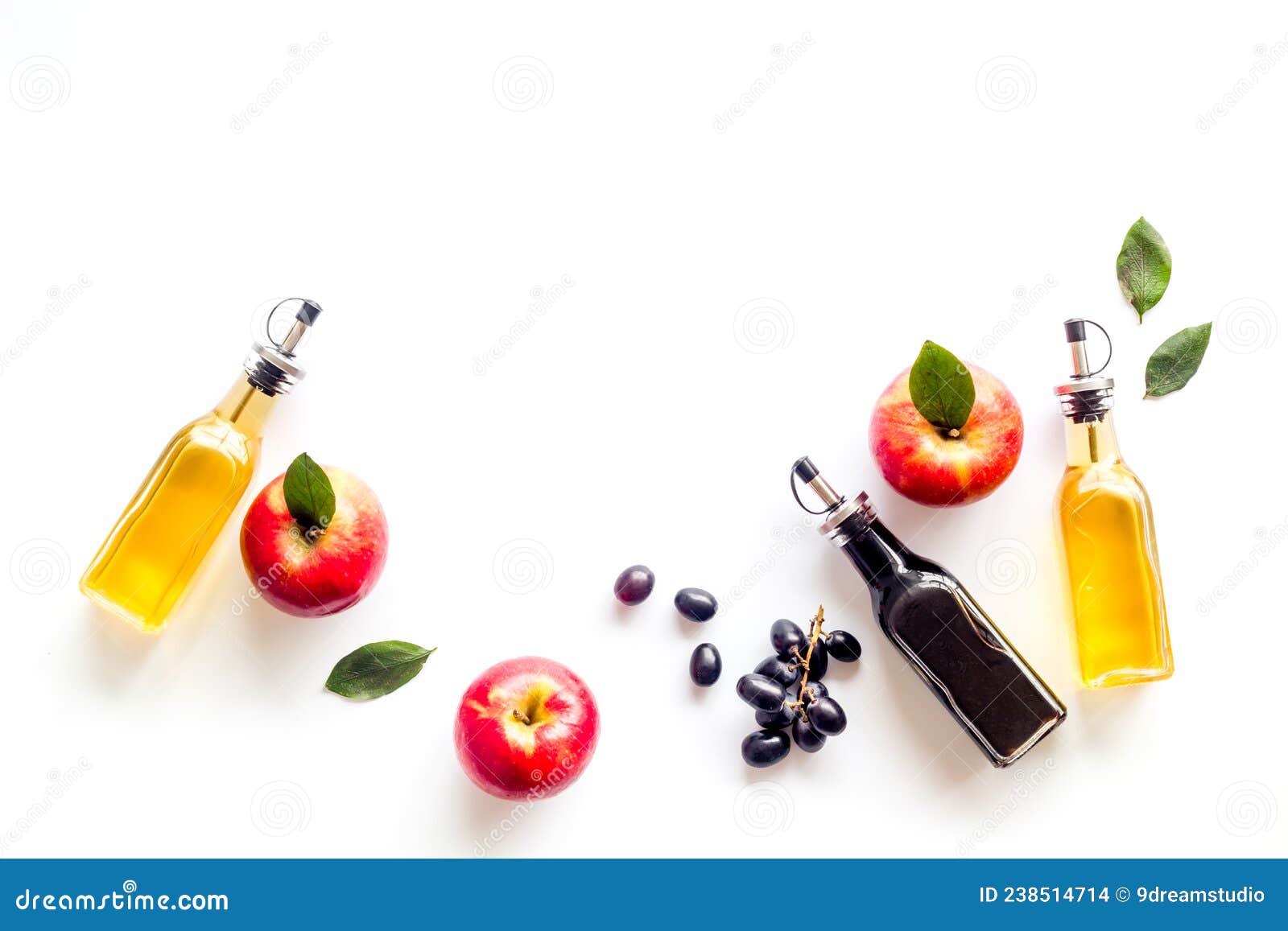 Red Wine and Apple Cider Vinegar with Grapes and Red Apples Stock Photo ...