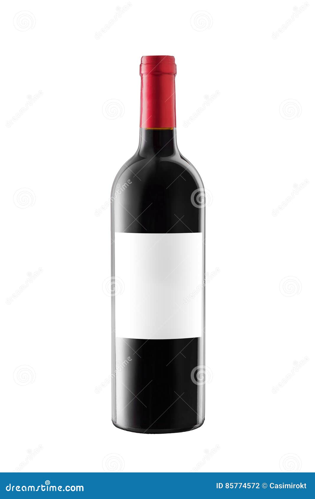 Red Wine Bottle with Label Isolated on White Stock Photo - Image of ...