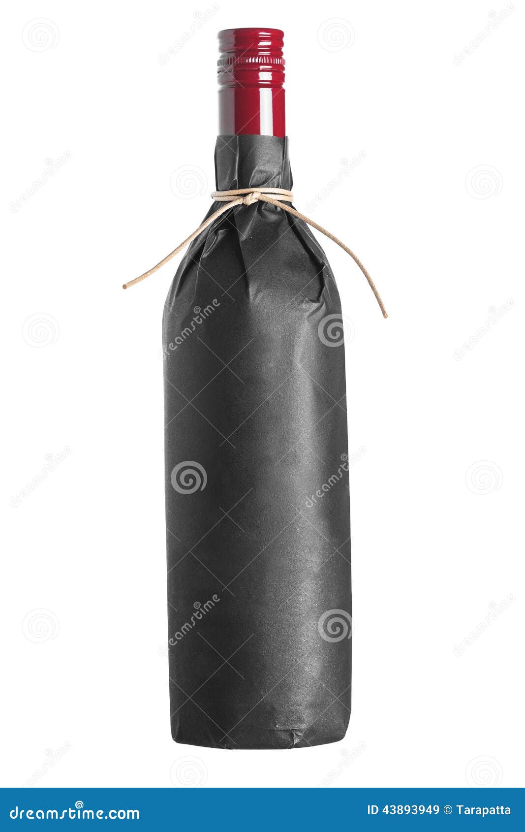 Red Wine Bottle Wrapped in Black Paper Stock Image - Image of brown ...