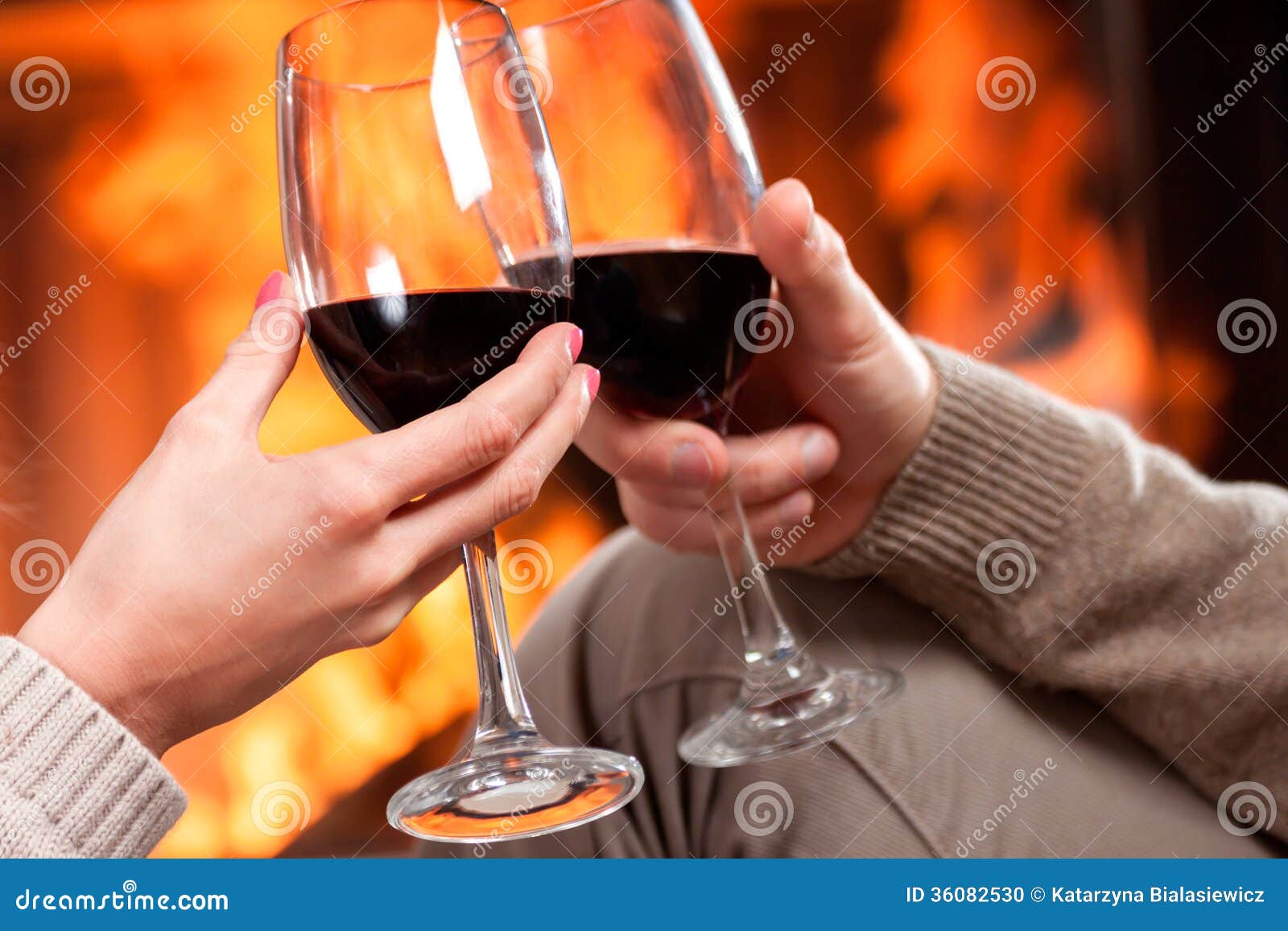 Red wine cheers stock photo. Image of woman, fireplace - 36082530