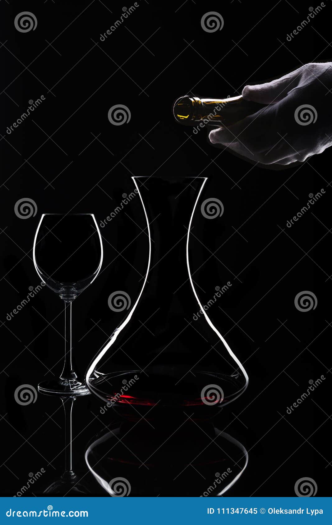 Red Wine Decanting Process at Isolated Black Stock Image - Image of ...