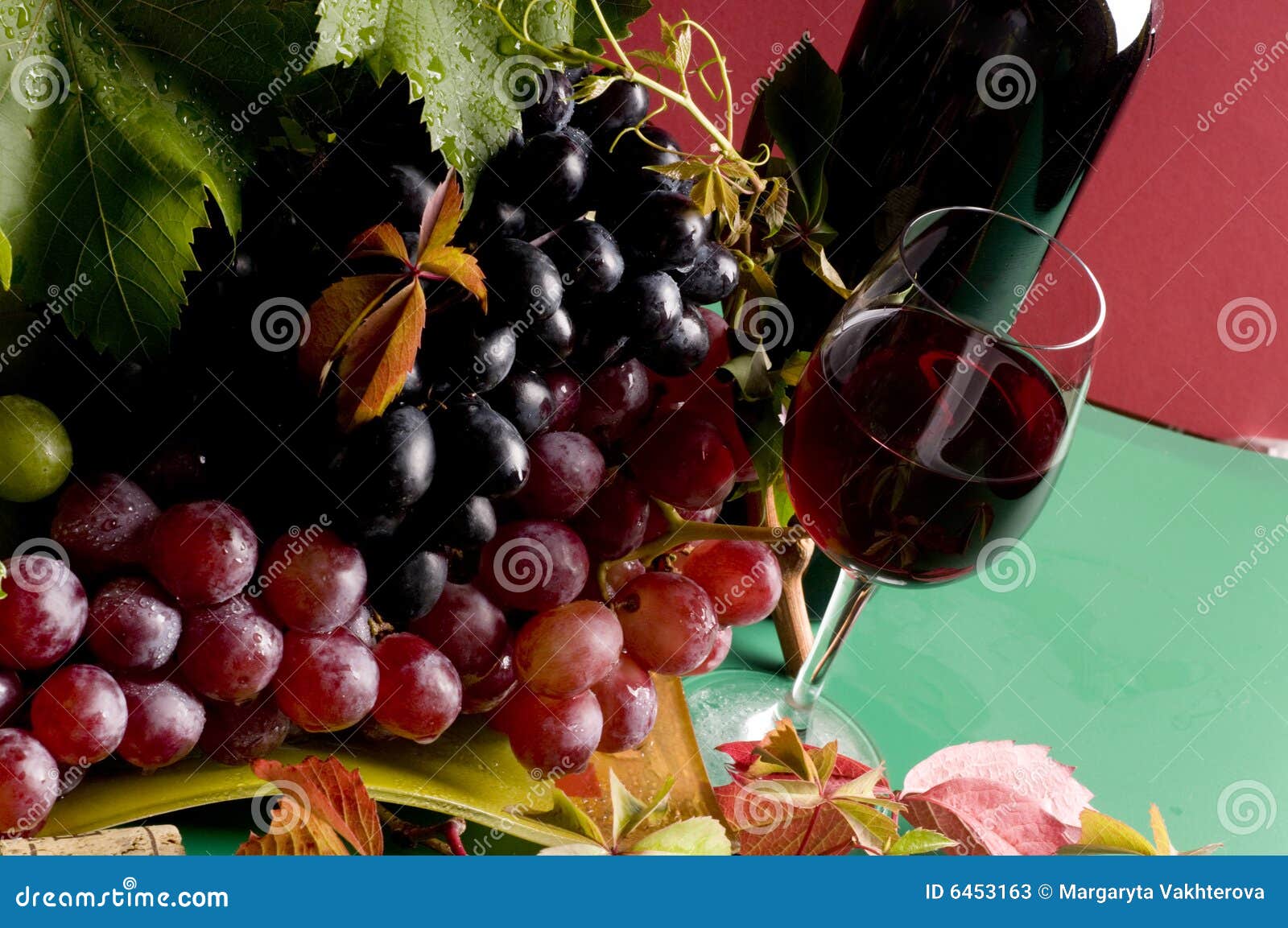 Red wine and grape food stock image. Image of leaf, refreshment - 6453163