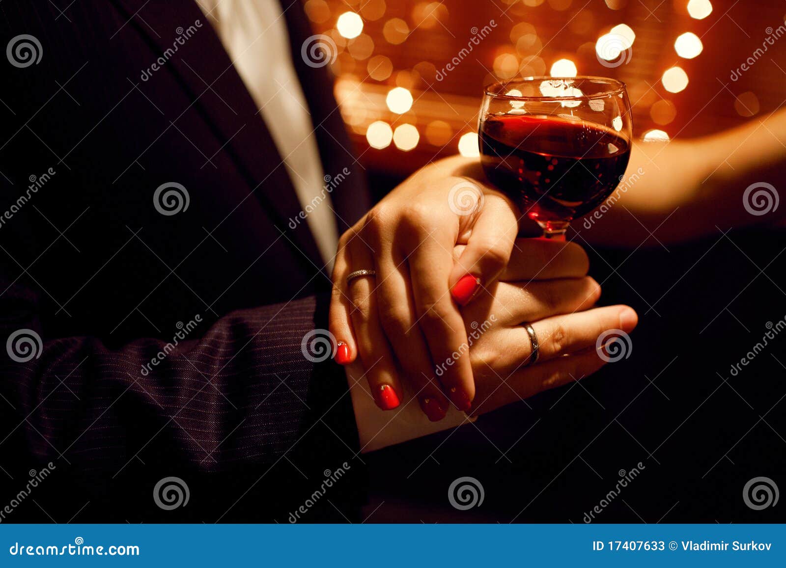Red Wine and Hands of Lovers Stock Image - Image of happy, greeting ...