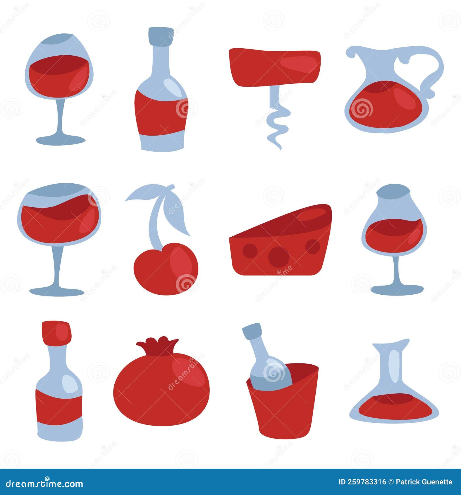Red wine icon set, icon stock vector. Illustration of object - 259783316