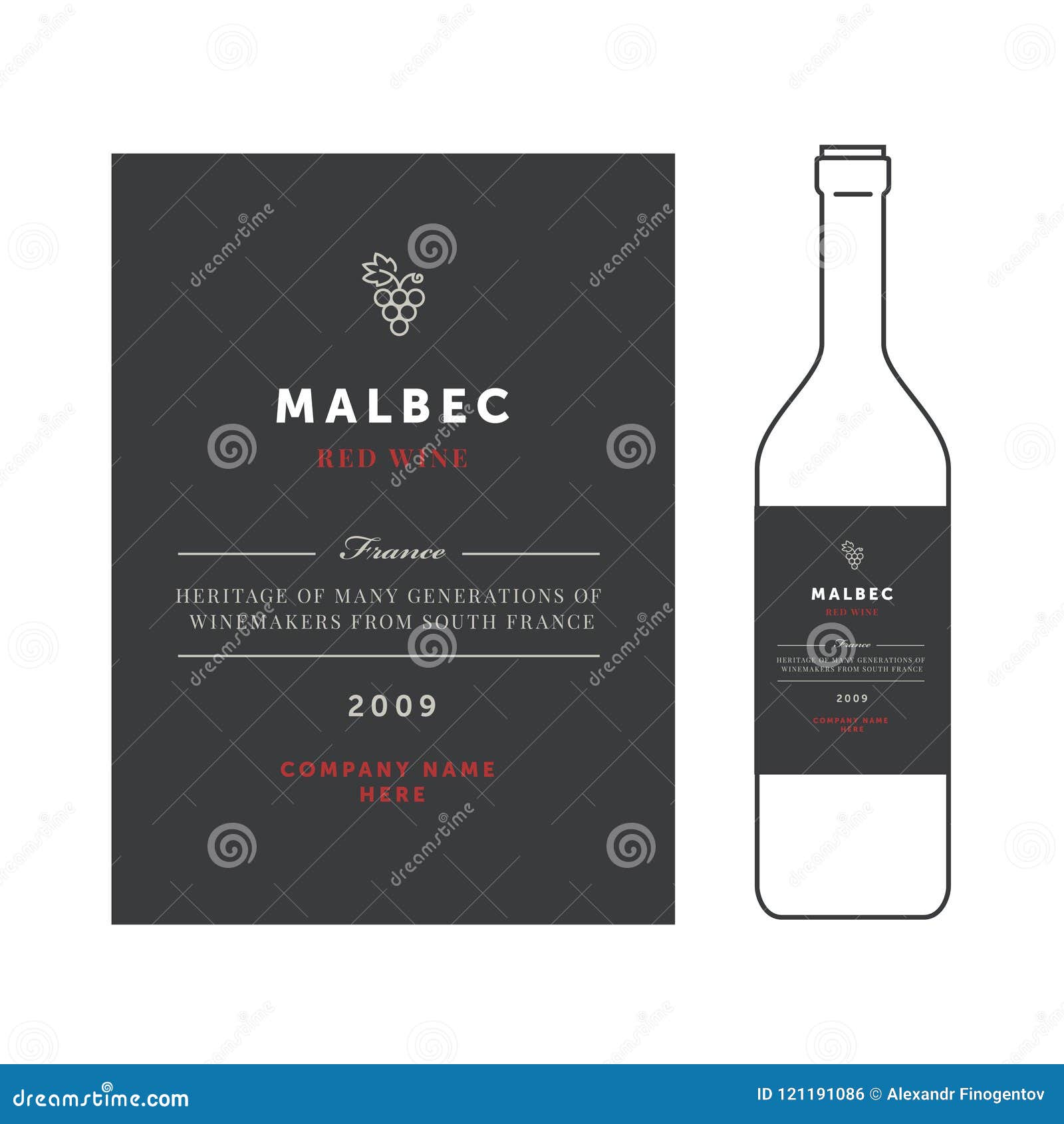 Red Wine Labels. Vector Premium Template Set. Clean and Modern Design ...