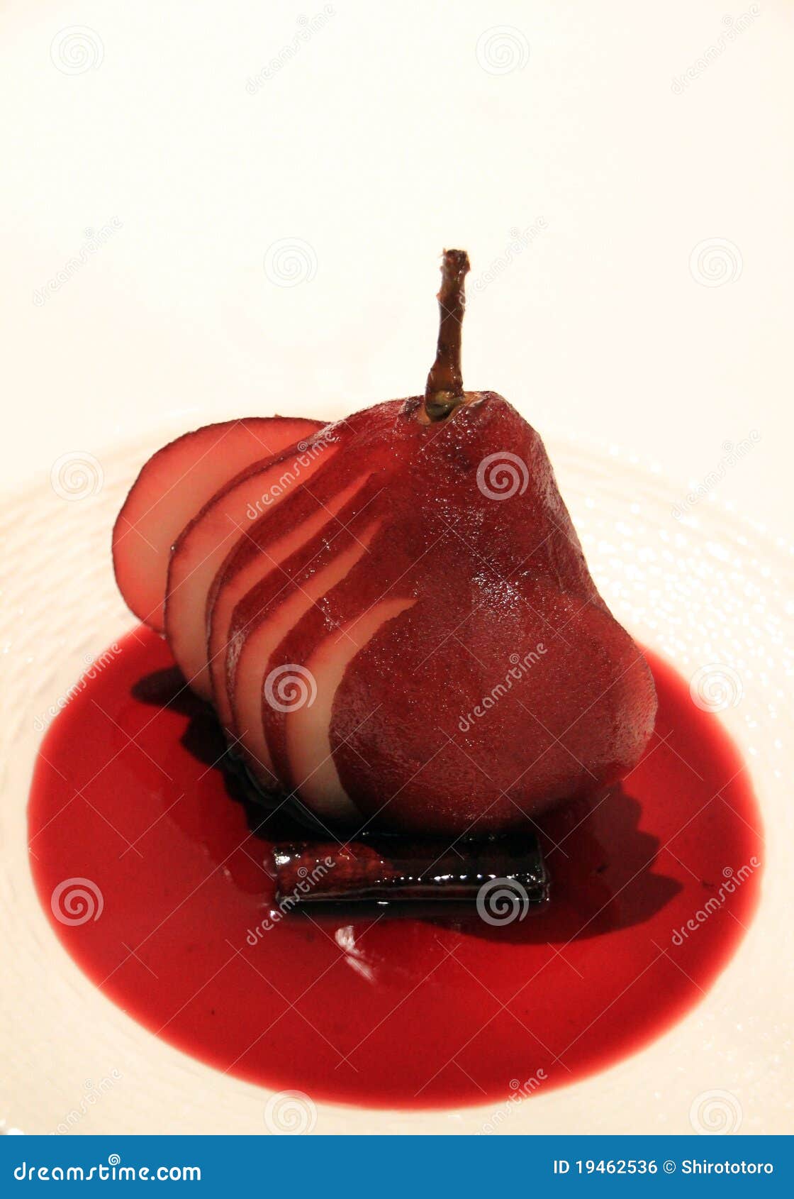 Red Wine Poached Pear stock photo. Image of dessert, produce - 19462536