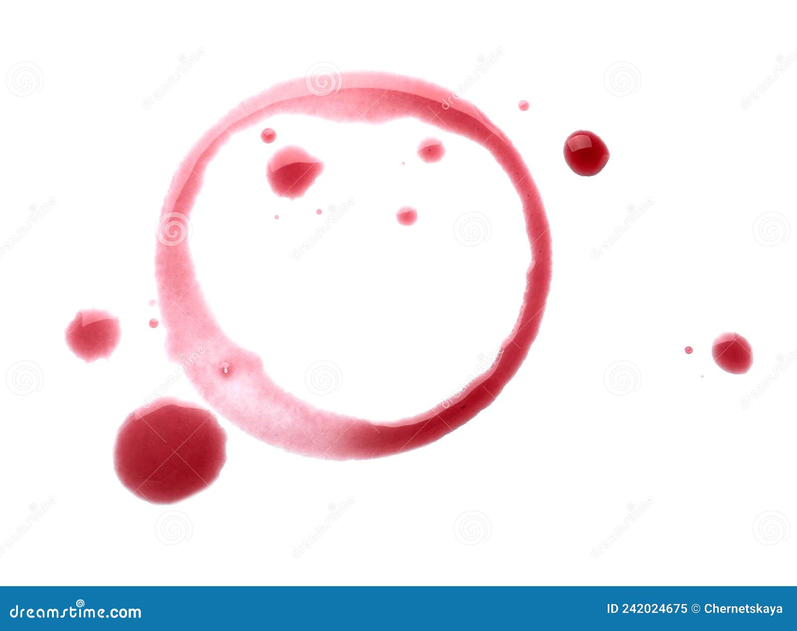 Red Wine Ring and Drops on White Background, Top View Stock Image ...