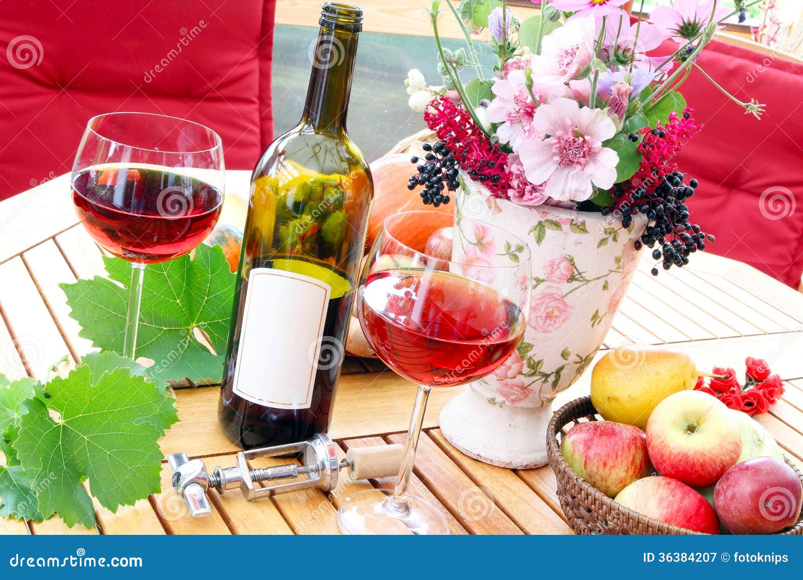 Red wine on the terrace stock image. Image of garden - 36384207