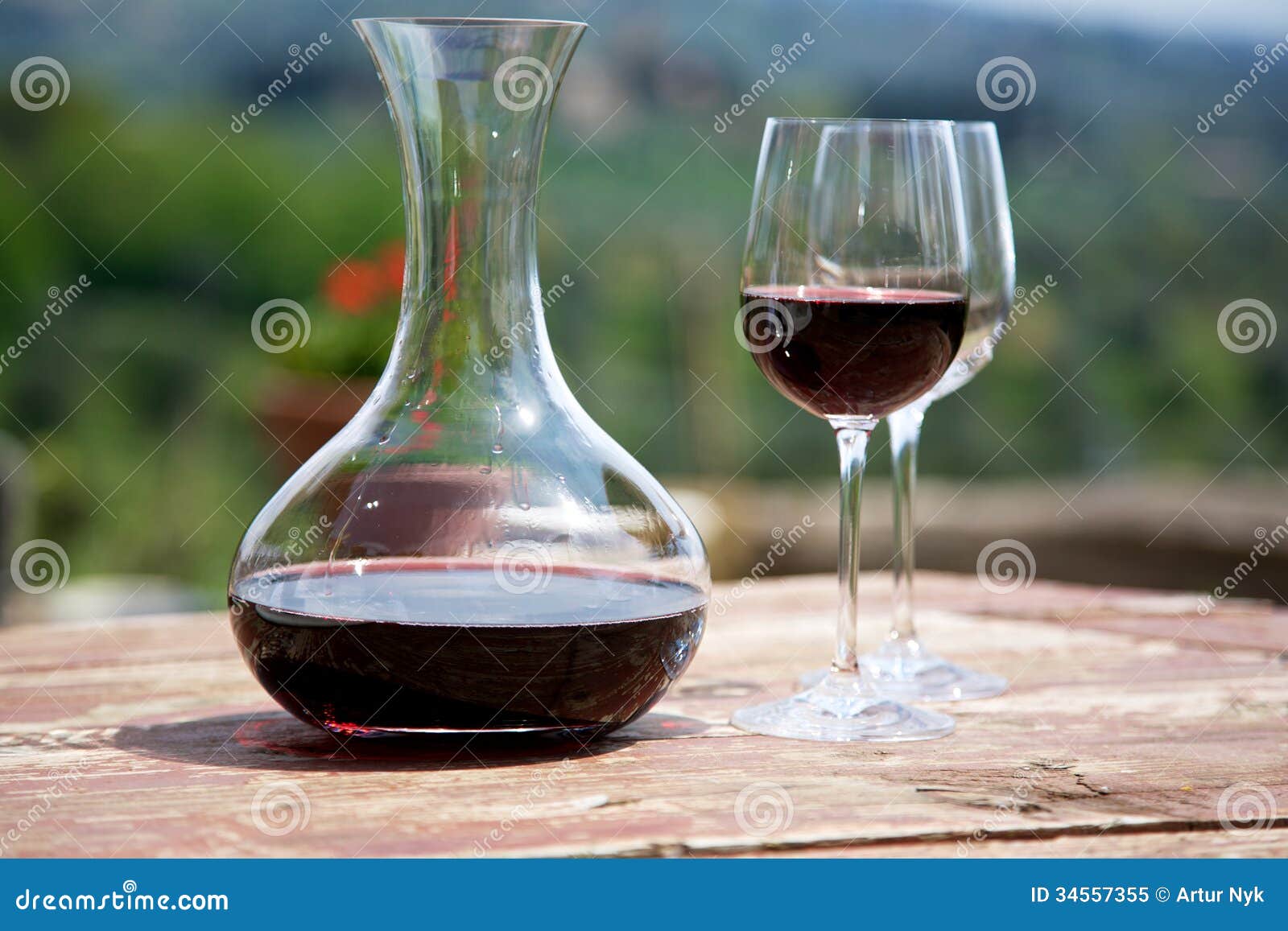 Red Wine in a Wine Carafe and a Two Wine Glasses Stock Image - Image of ...