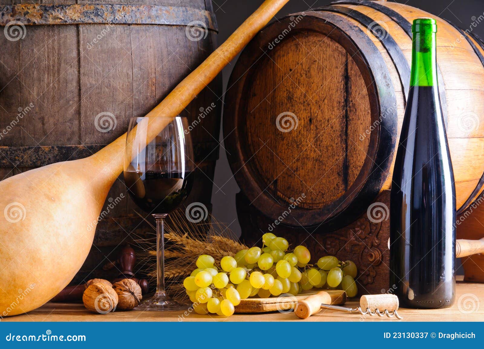 Wooden Barrels Inside The Underground Tunnels Of A Winery Stock Photo ...