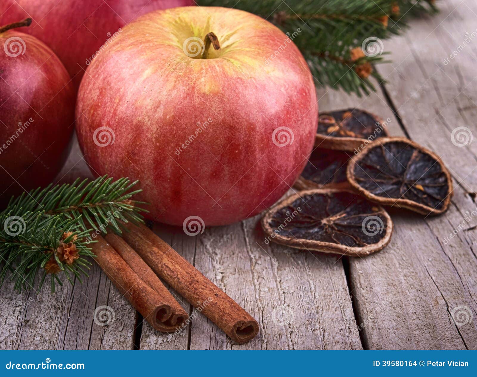 Red Winter Apples with Cinnamon Stock Photo - Image of heap, rural ...