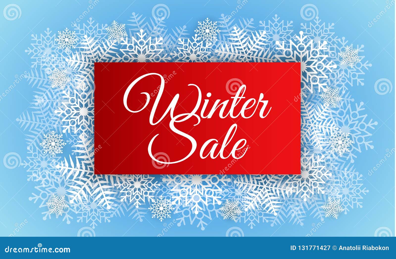 Red Winter Sale Concept Background, Realistic Style Stock Vector ...