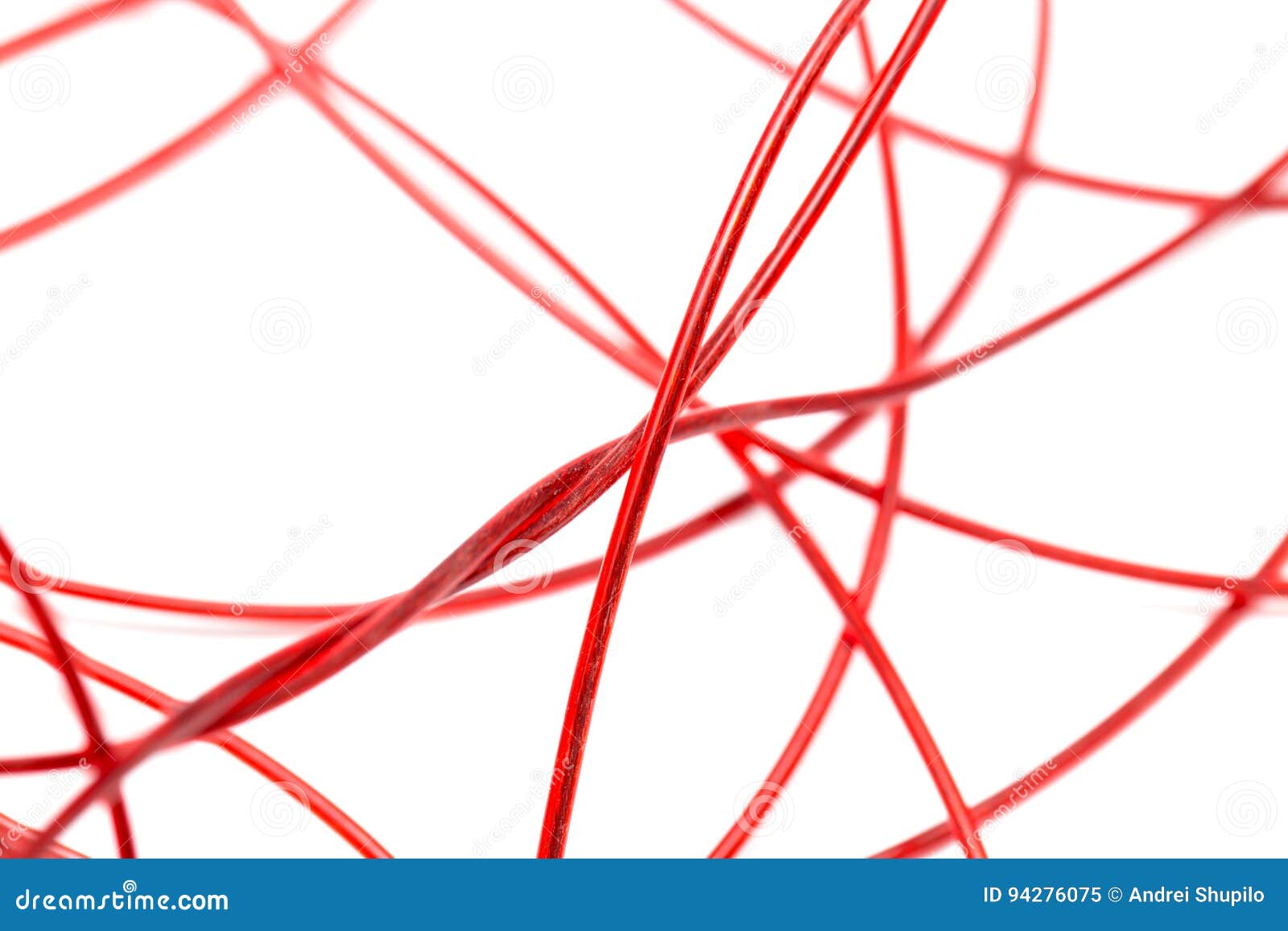 Red Wire on a White Background Stock Image - Image of electricity ...