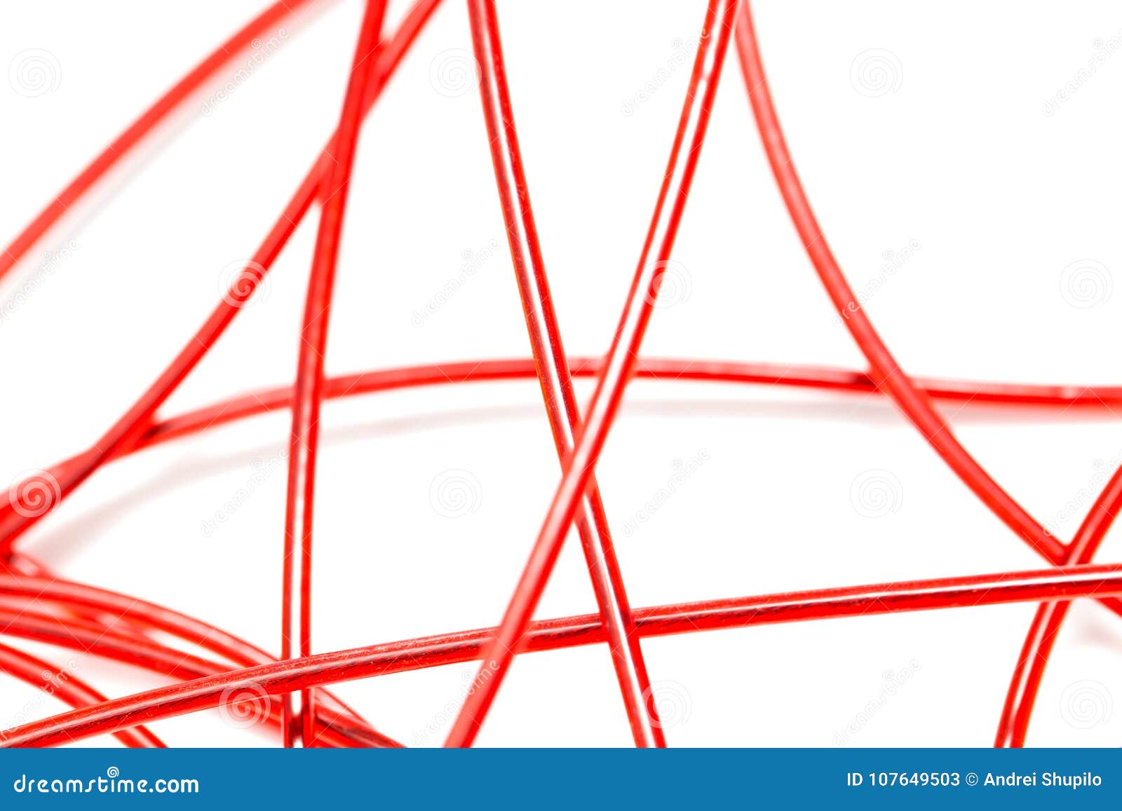Red Wire on a White Background Stock Image - Image of copper ...