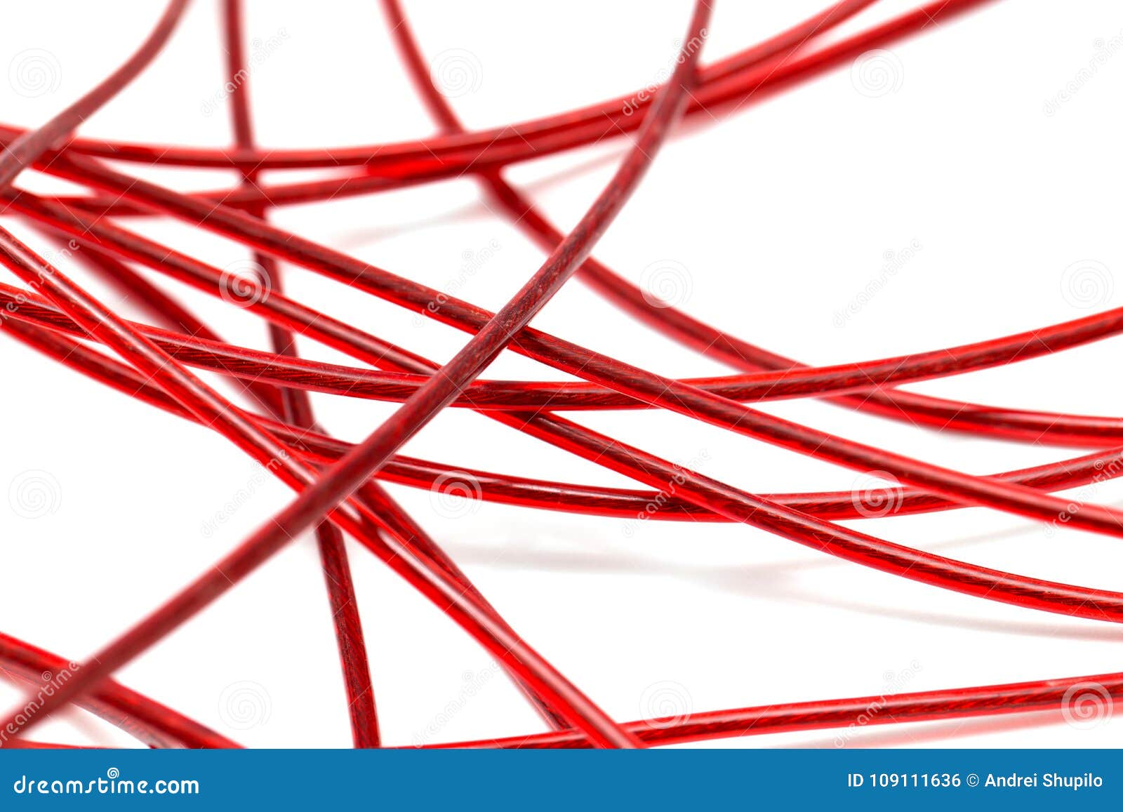 Red Wire on a White Background Stock Photo - Image of industry ...