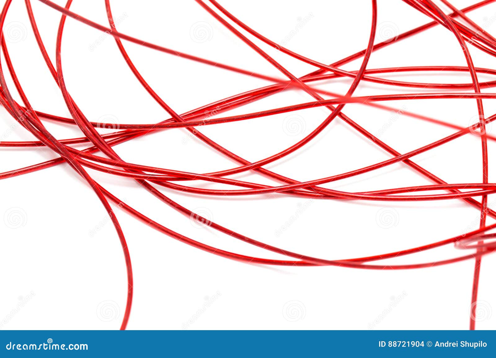 Red Wire on a White Background Stock Photo - Image of technology ...