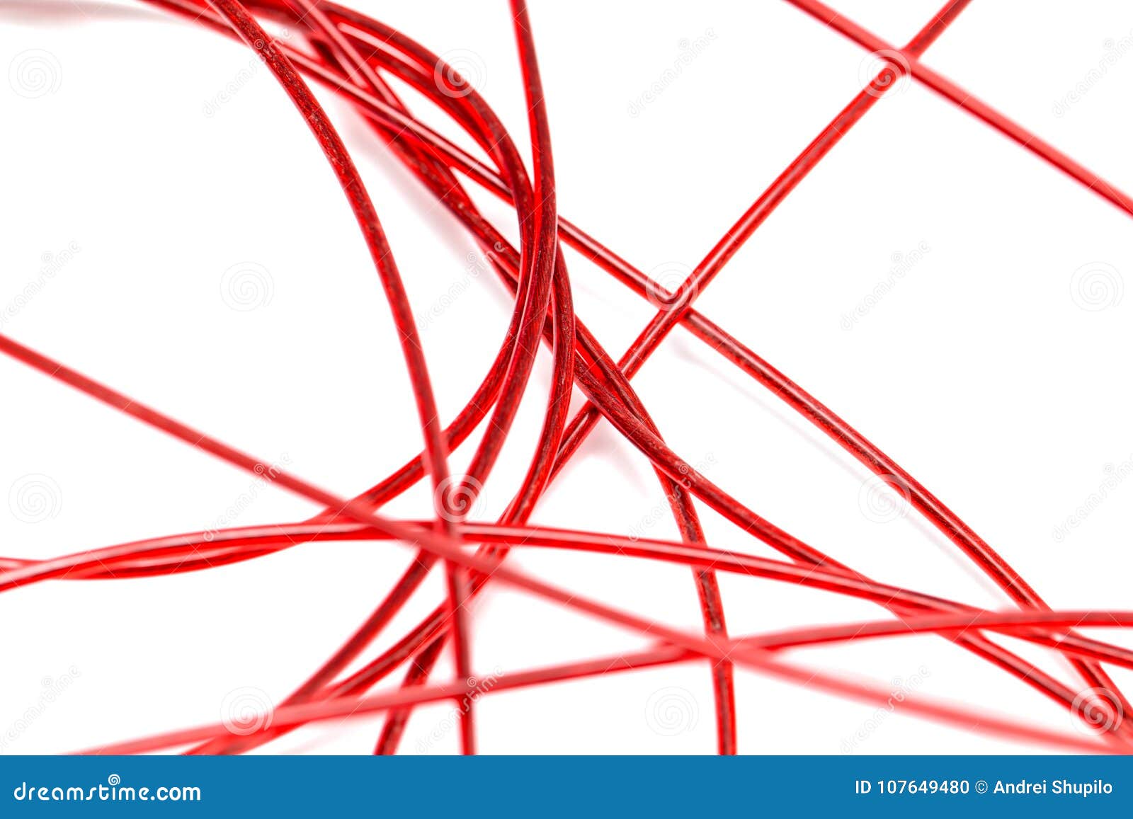 Red Wire on a White Background Stock Photo - Image of supply, conductor ...
