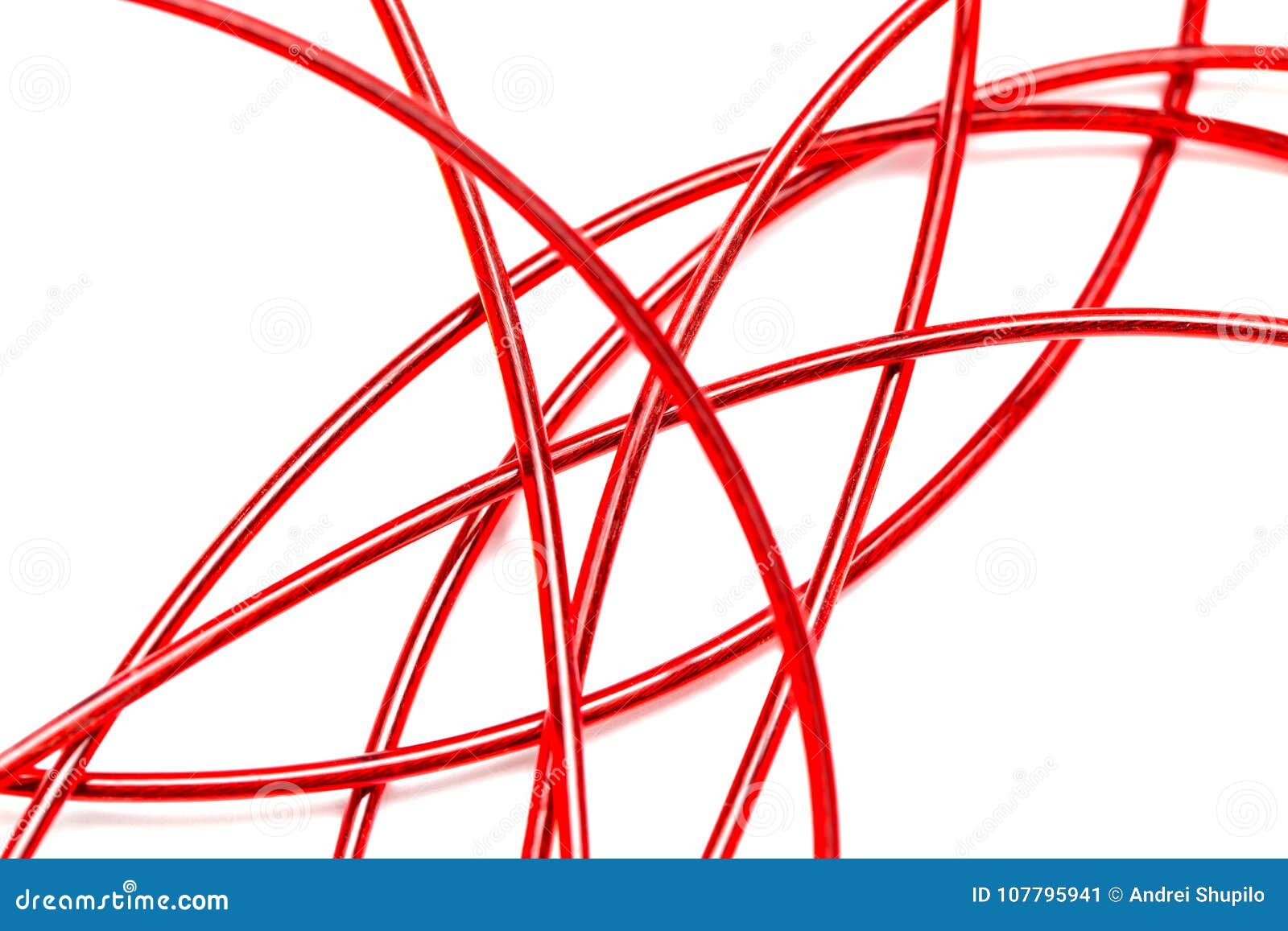 Red Wire on a White Background Stock Image - Image of abstract, current ...