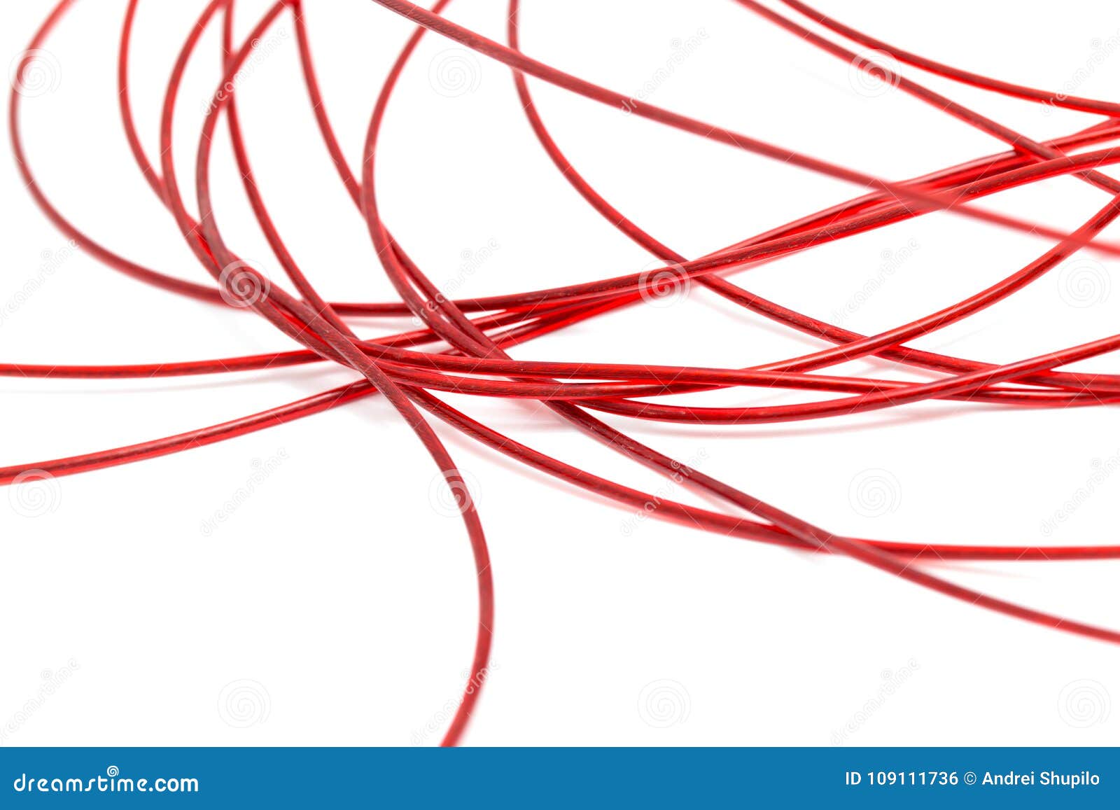 Red Wire on a White Background Stock Photo - Image of connection ...