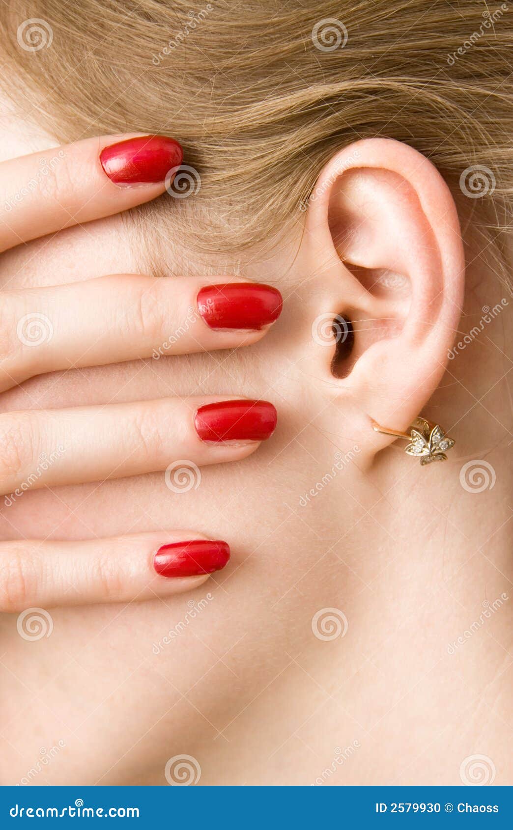 Red woman fingers and ear stock photo. Image of beautiful - 2579930