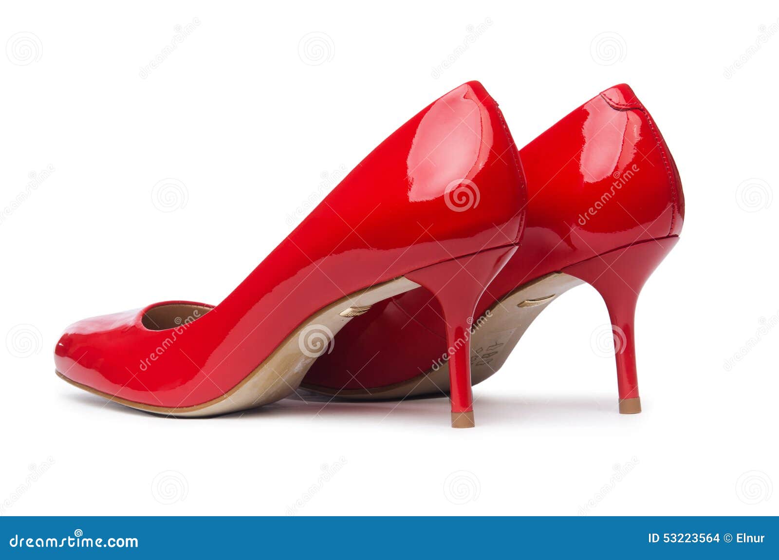 Red Woman Shoes on the White Background Stock Photo - Image of leather ...
