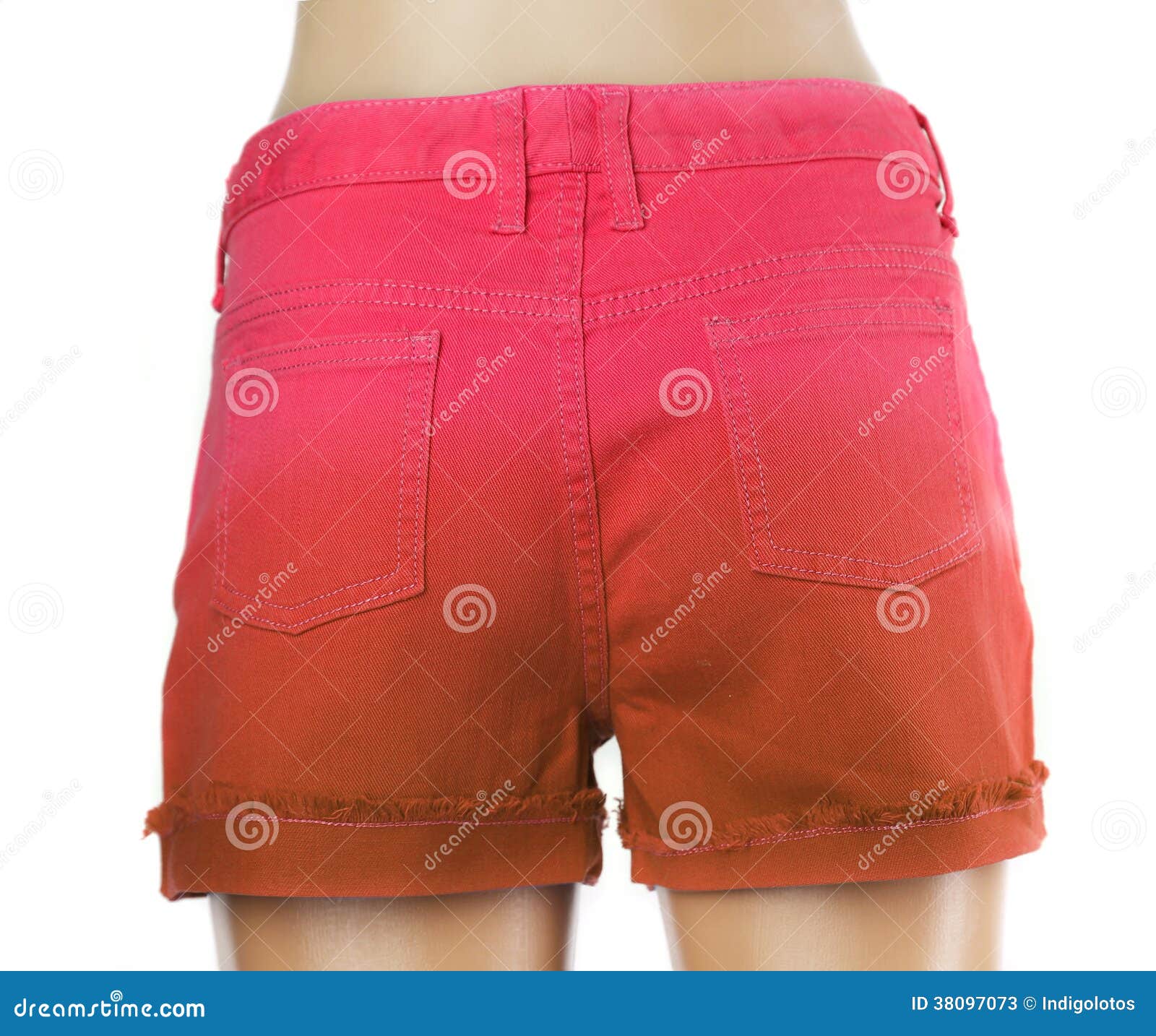 Red Women Jeans Shorts. Back Stock Image - Image of females, closeup ...