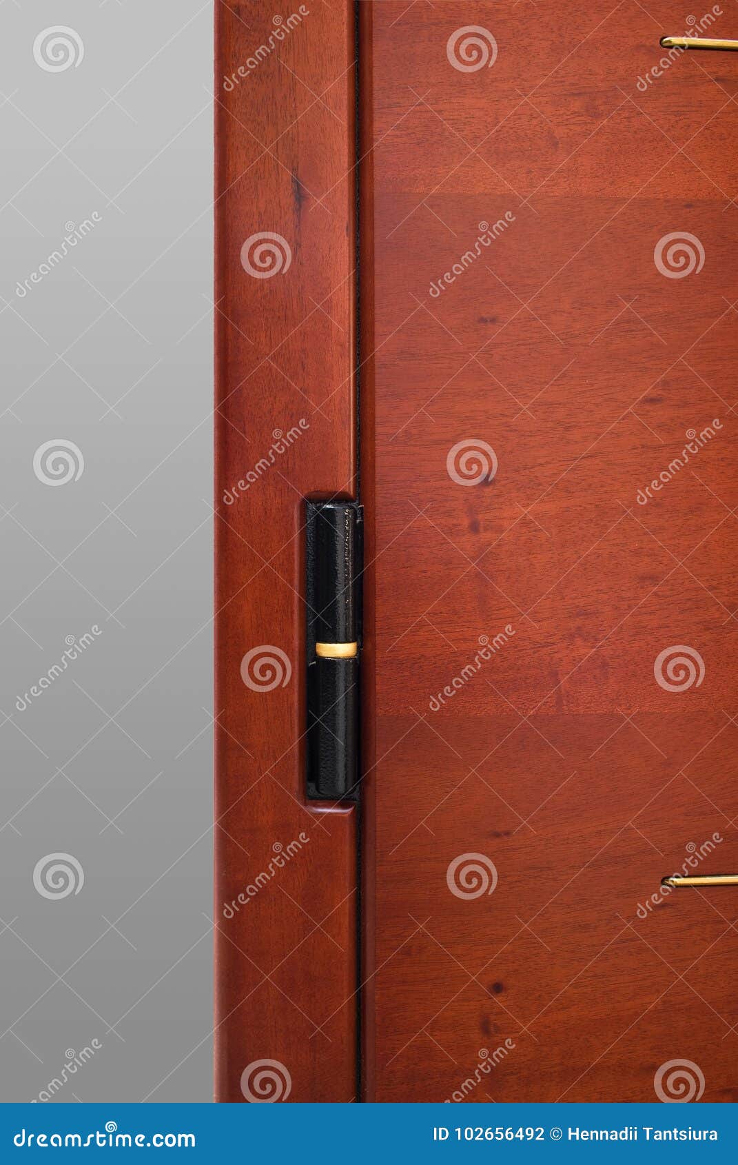 Red Wood Door with Gold Lock and Handle Stock Photo - Image of blue ...