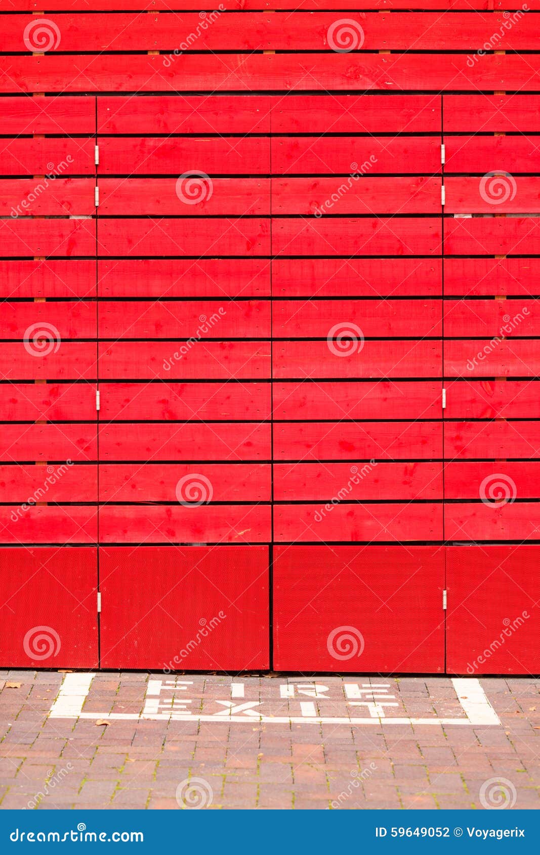 Red Wooden Background or Texture. Fire Exit Sign. Stock Photo - Image ...