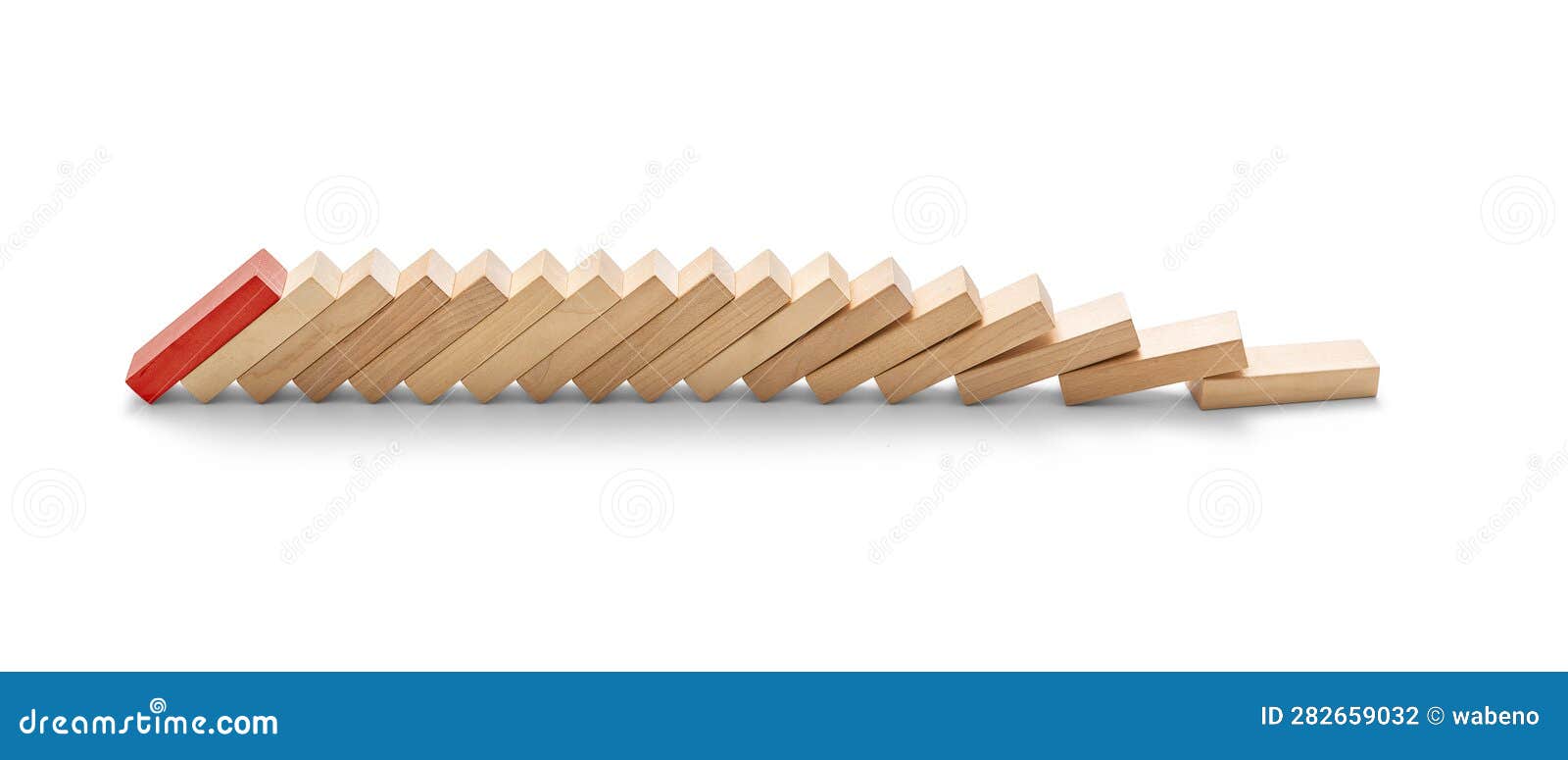 The Red Wooden Block Triggered a Domino Effect Stock Photo - Image of ...
