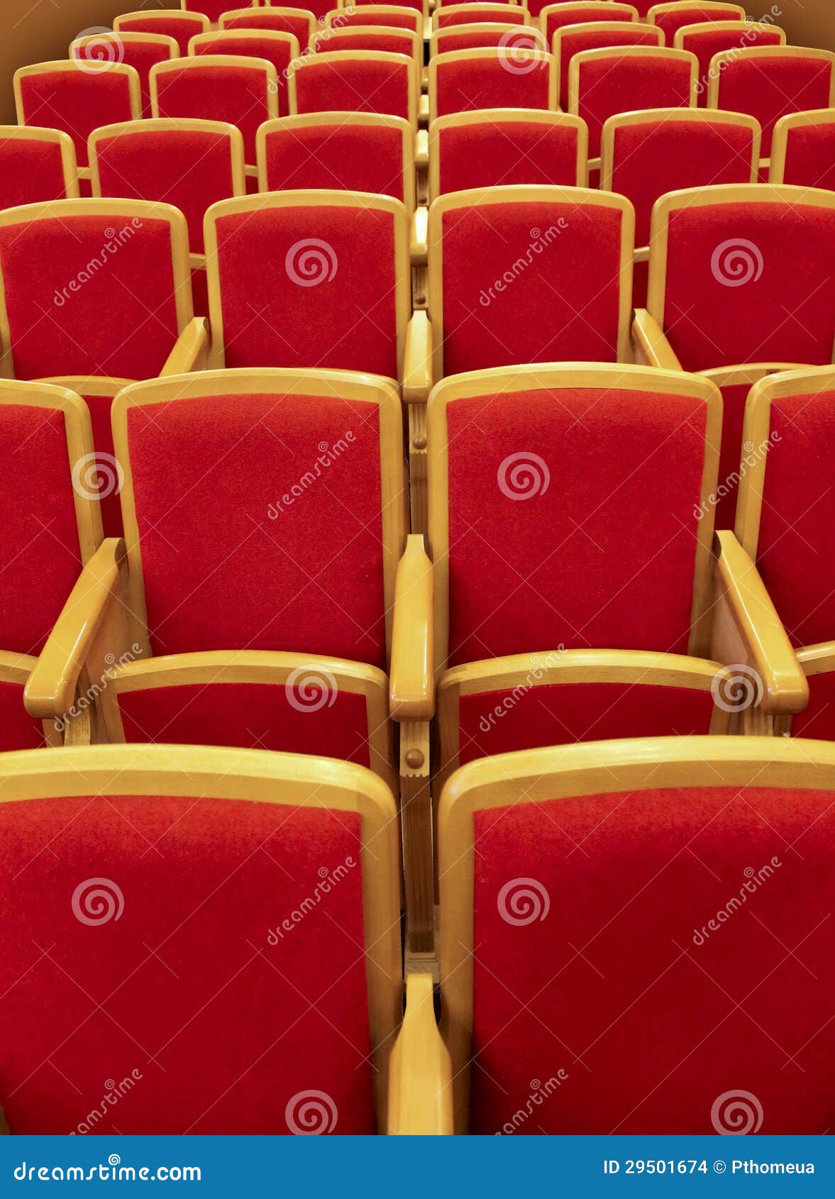 Red Wooden Chairs in the Auditorium Stock Photo - Image of conversation ...