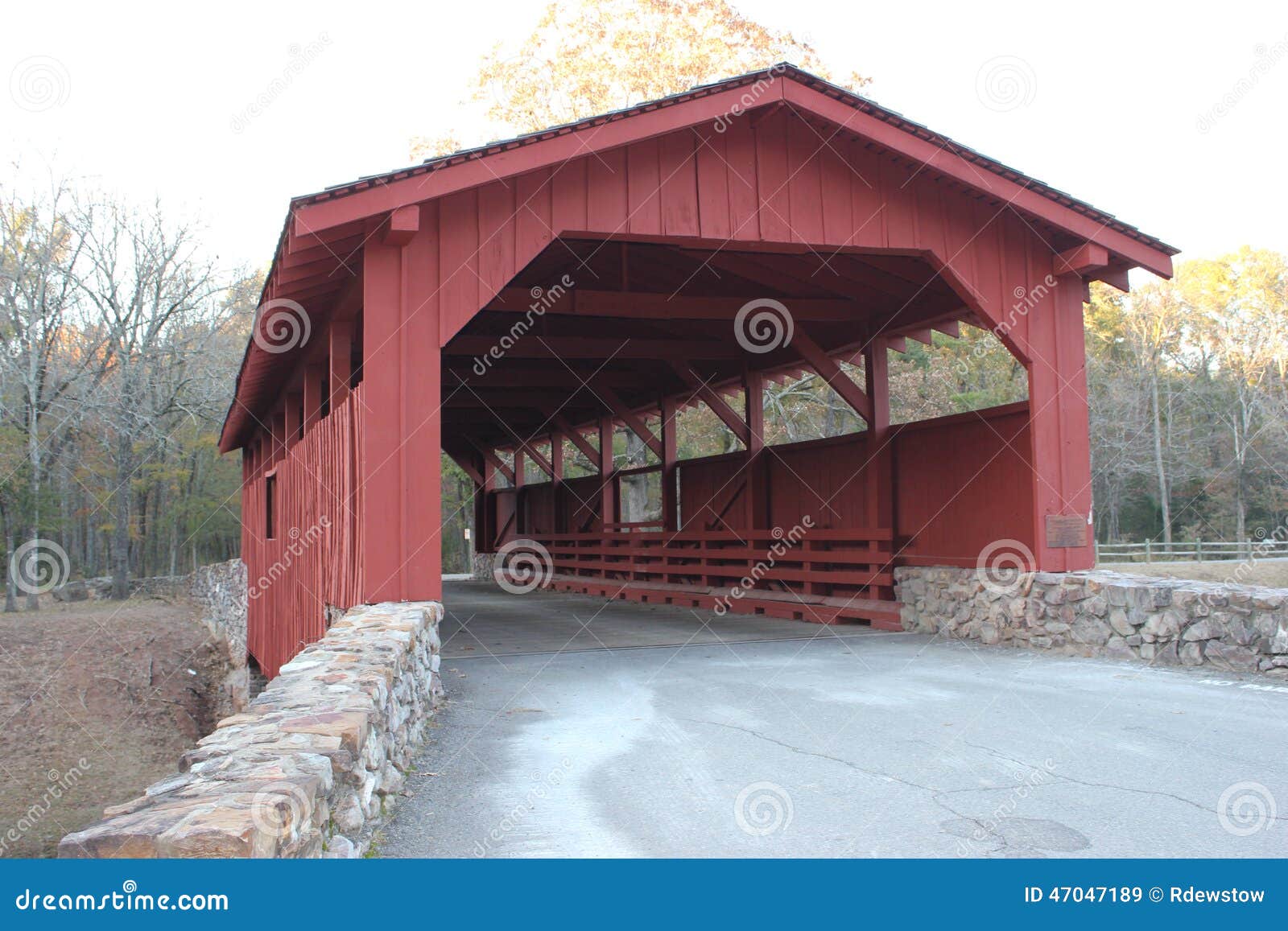 Red Wooden Covered Bridge stock image. Image of natural - 47047189