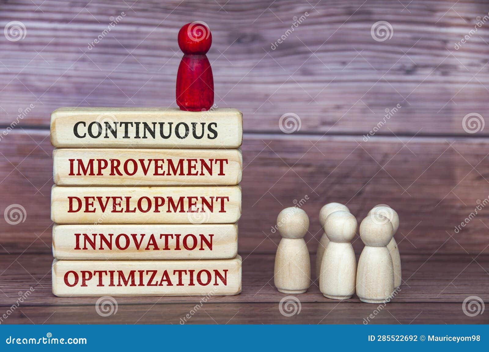 Red Wooden Doll on Top of Wooden Blocks with Text Continuous ...